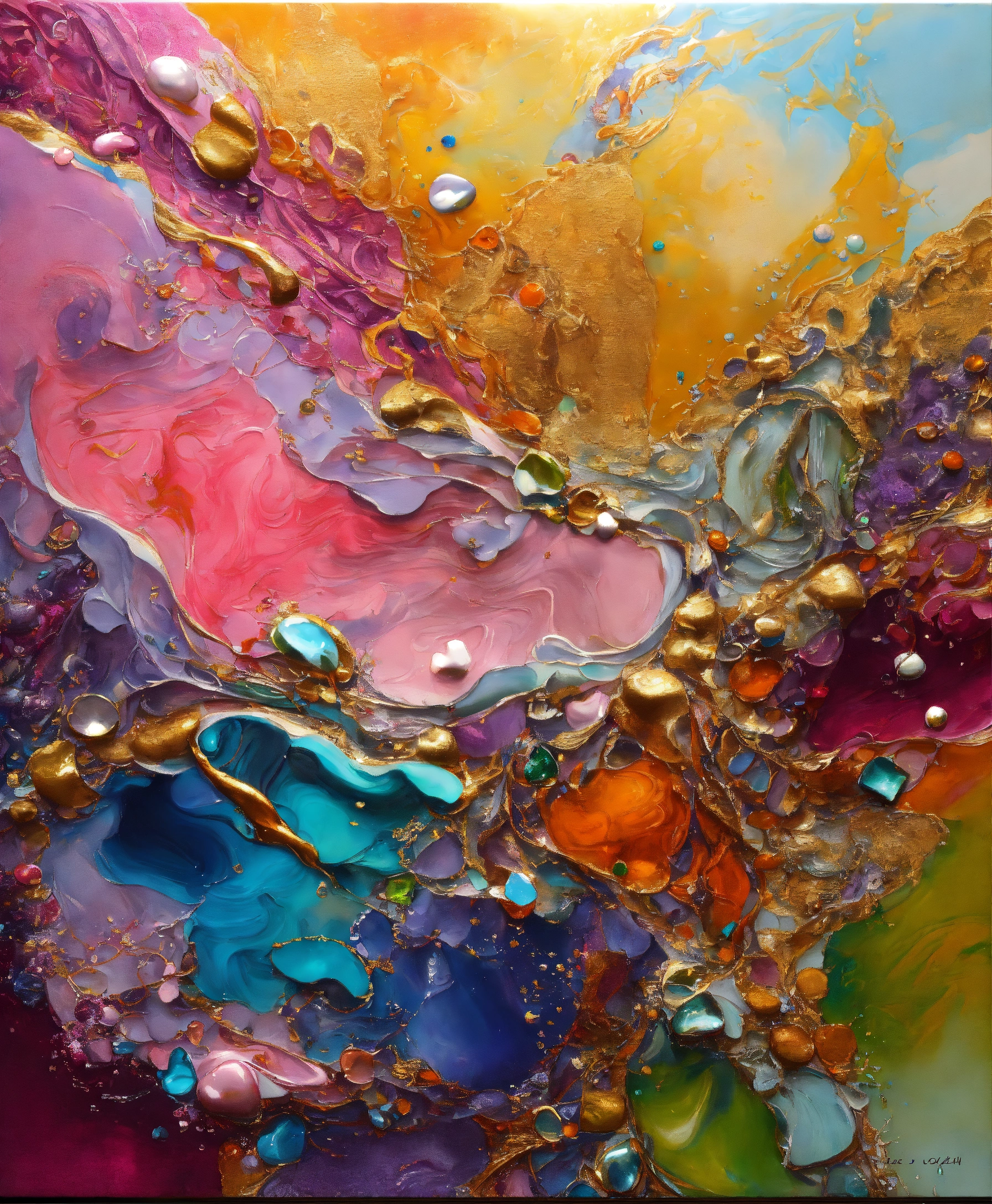 Lexica - Colorful abstract painting oil and water complex complicated ...