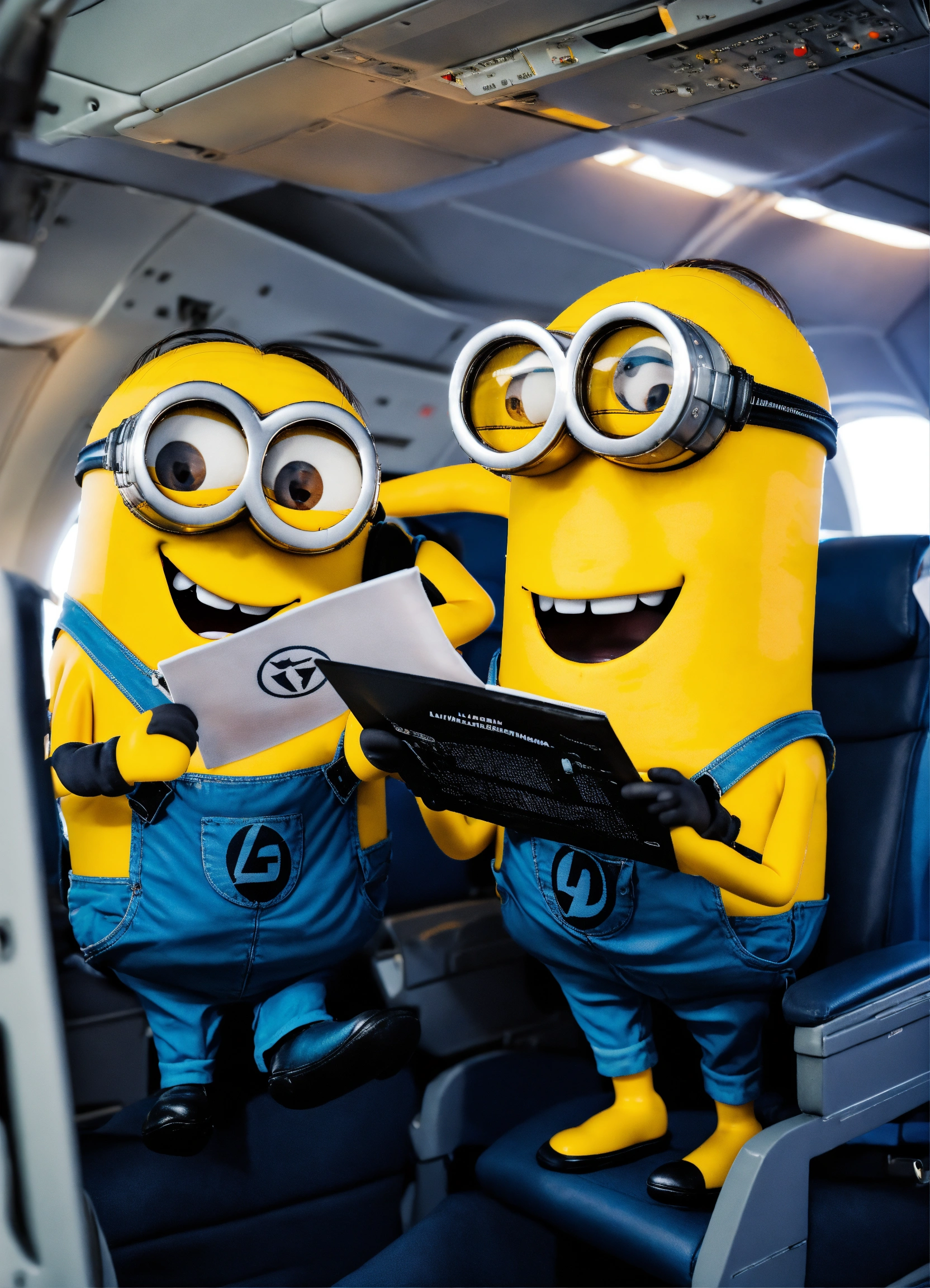 Lexica - Laughing minions in the cockpit of an aircraft with uniform of ...