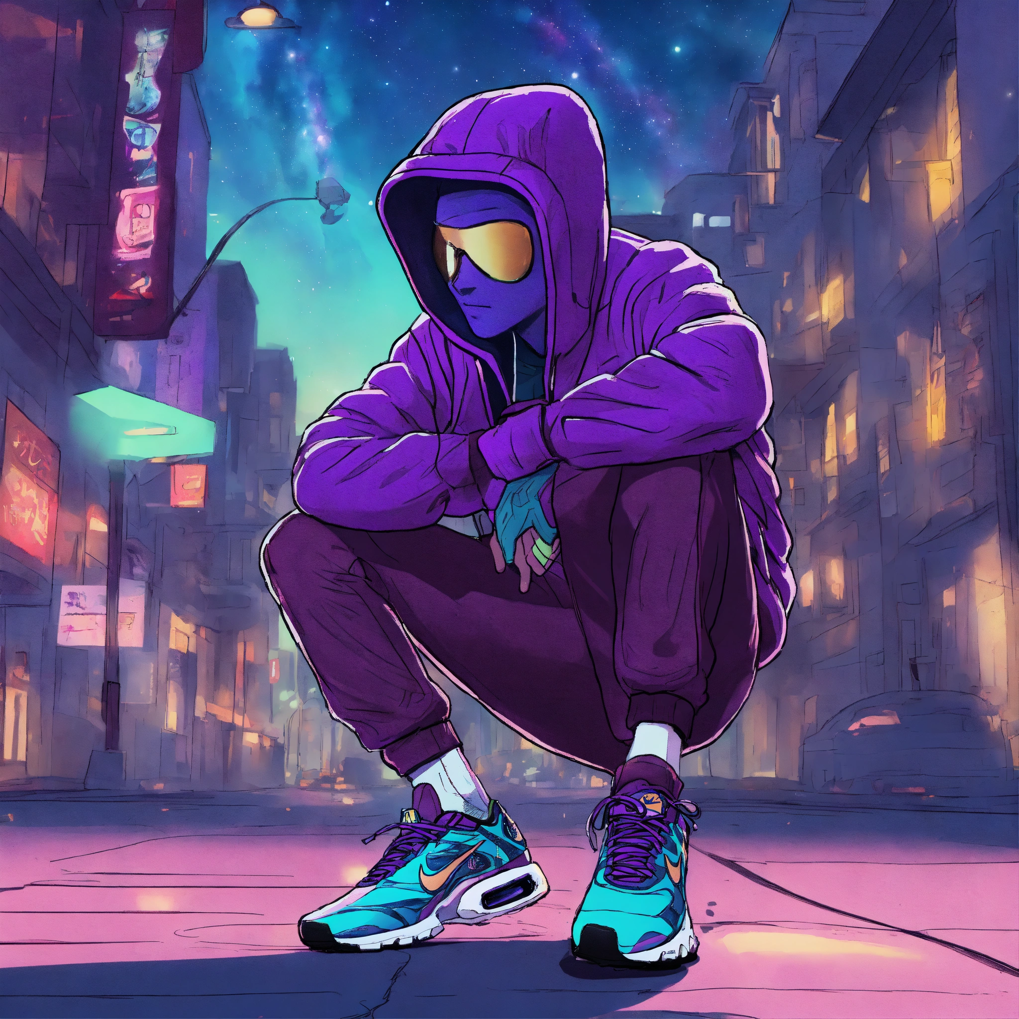 Lexica - Criminal, alien face, jogging pants, nike airmax plus, pistol ...