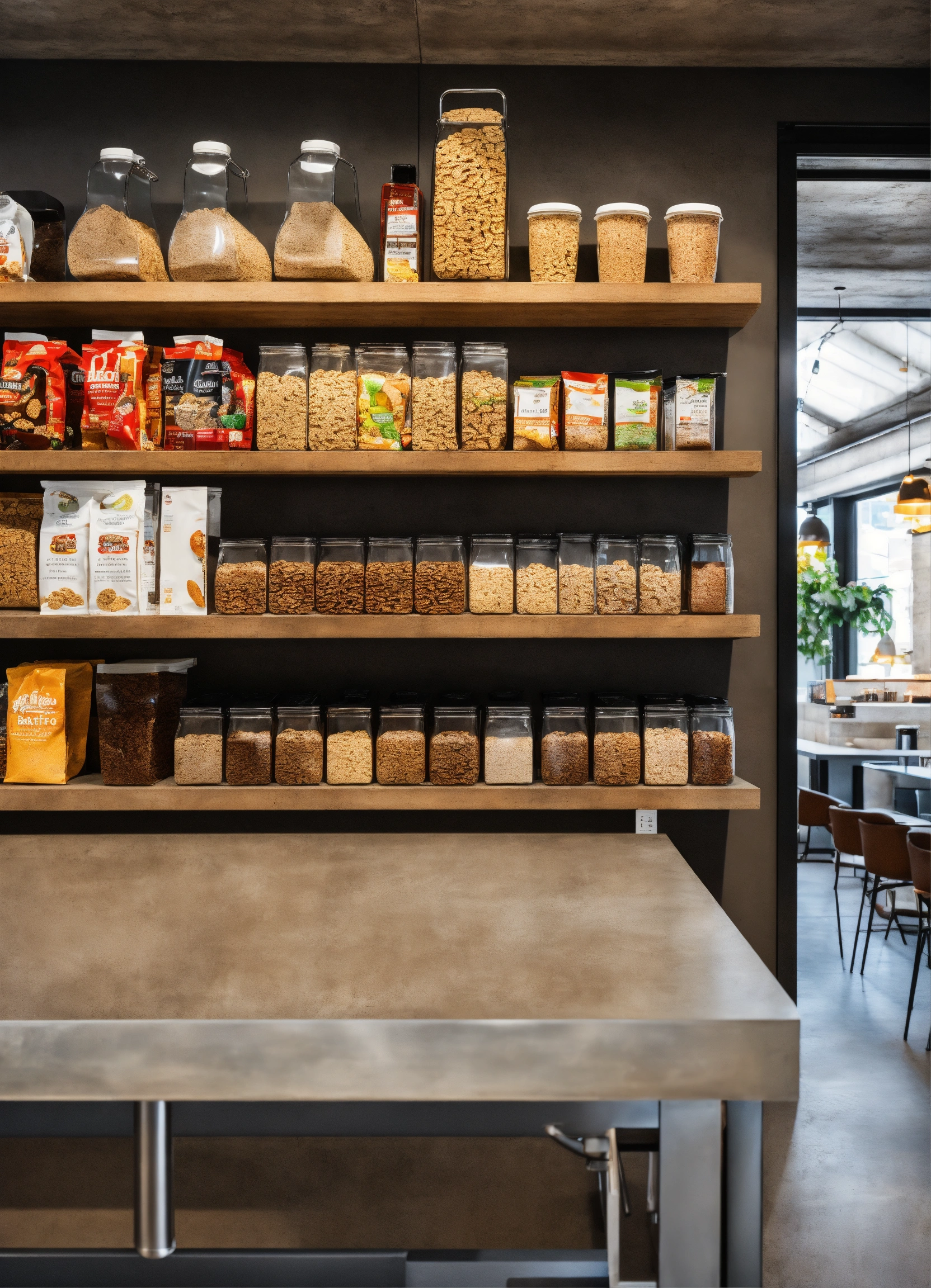 Lexica - A self serve breakroom cereal shelf with snacks on a shelf for ...