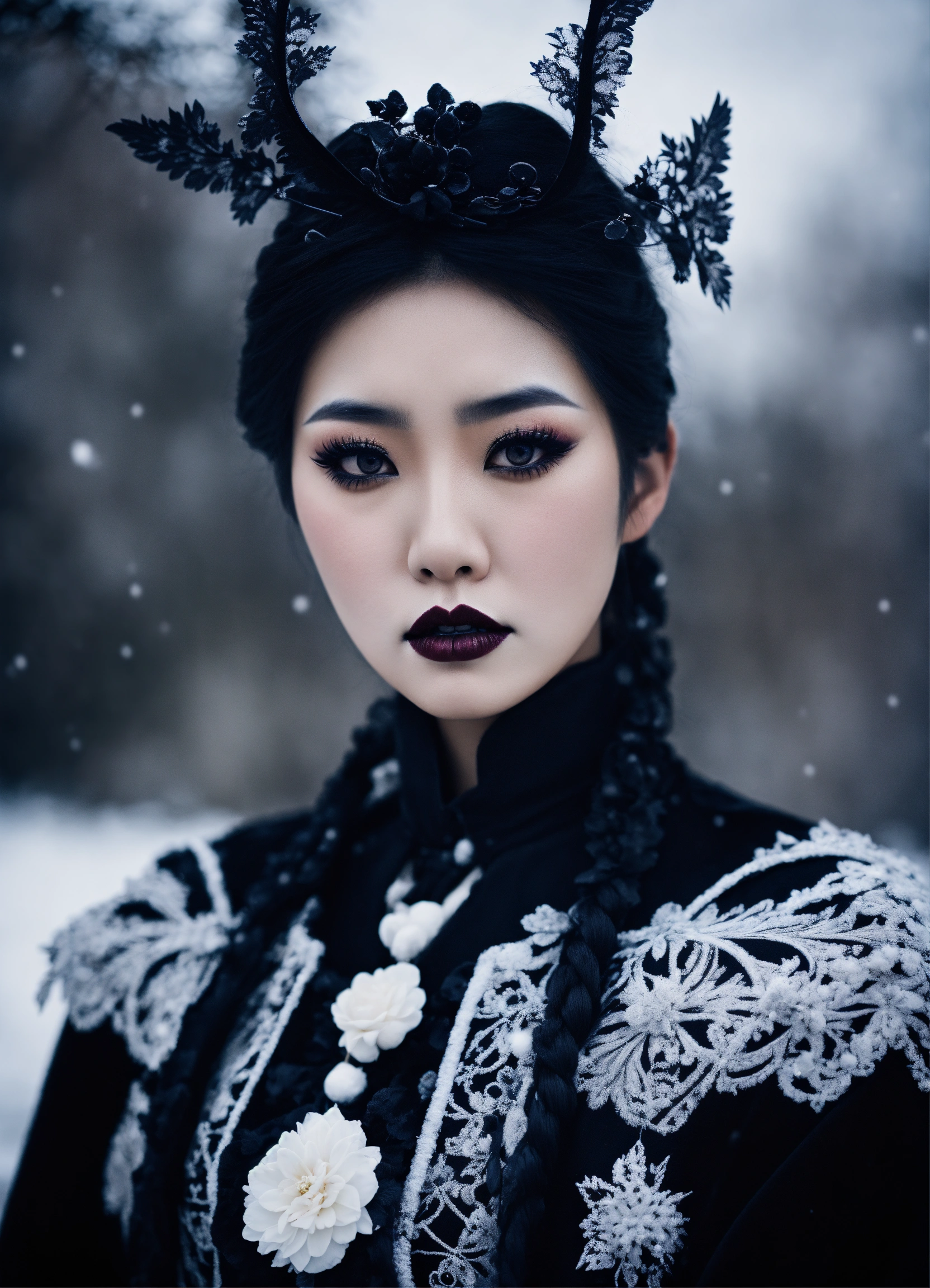 Lexica - High contrast portrait of a japanese woman, gothic beauty ...