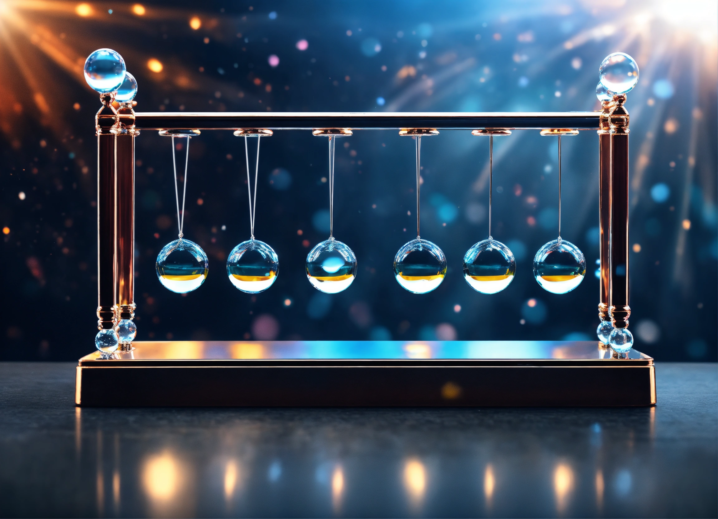 Lexica - Newtons cradle, five crystal clear transparent bouncing balls ...