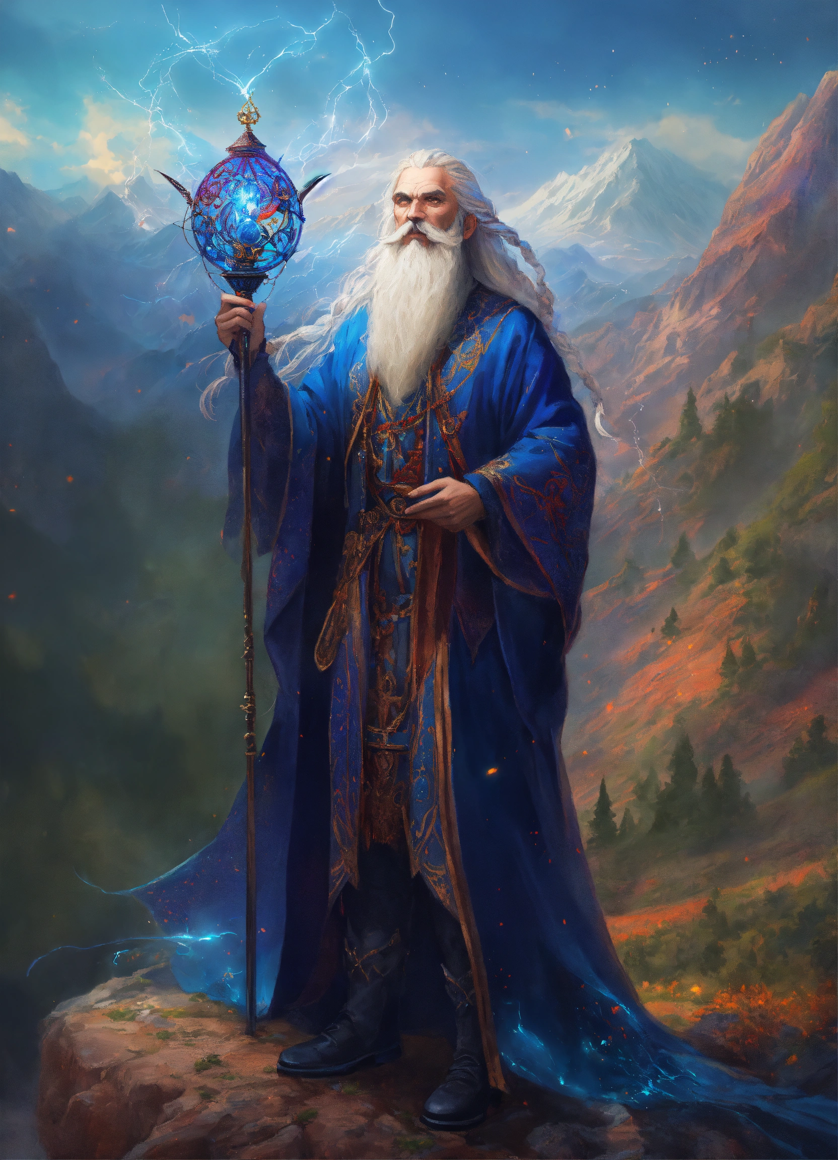 Lexica - Evil wizard, 60 years old, evil look, long multicolored beard ...