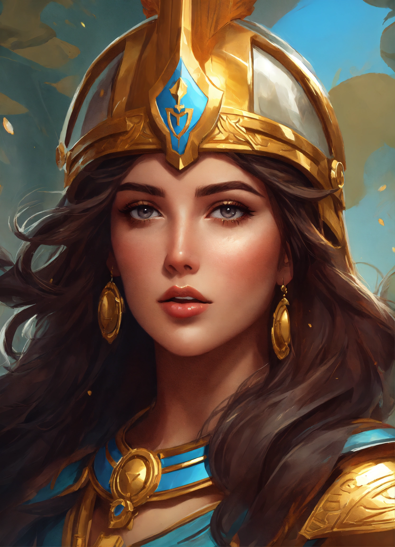 Lexica - Goddess Athena, volumetric cartoon oil paint, gray eyes, dark ...