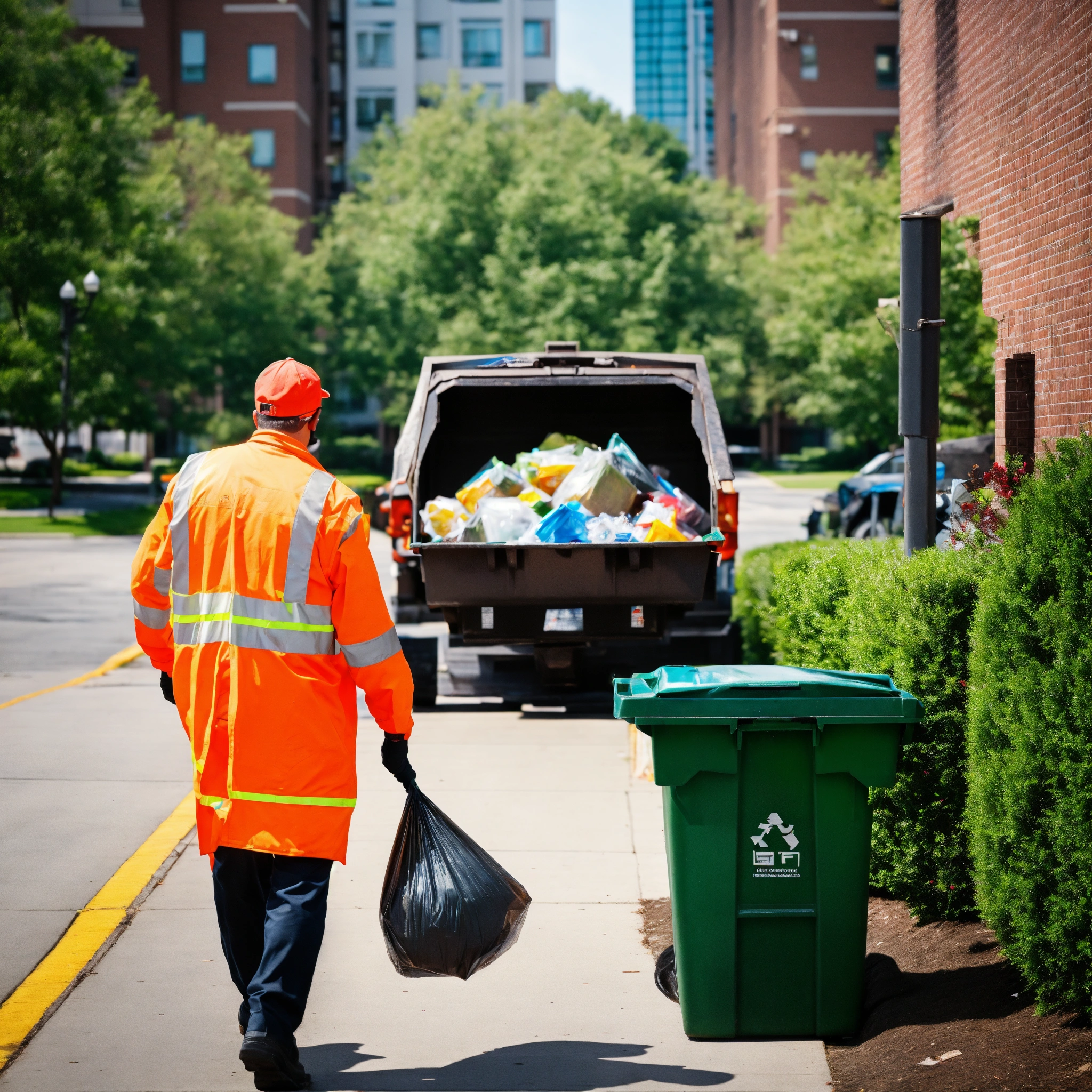 Lexica - A photo of a man in a high-visibility vest taking out the ...