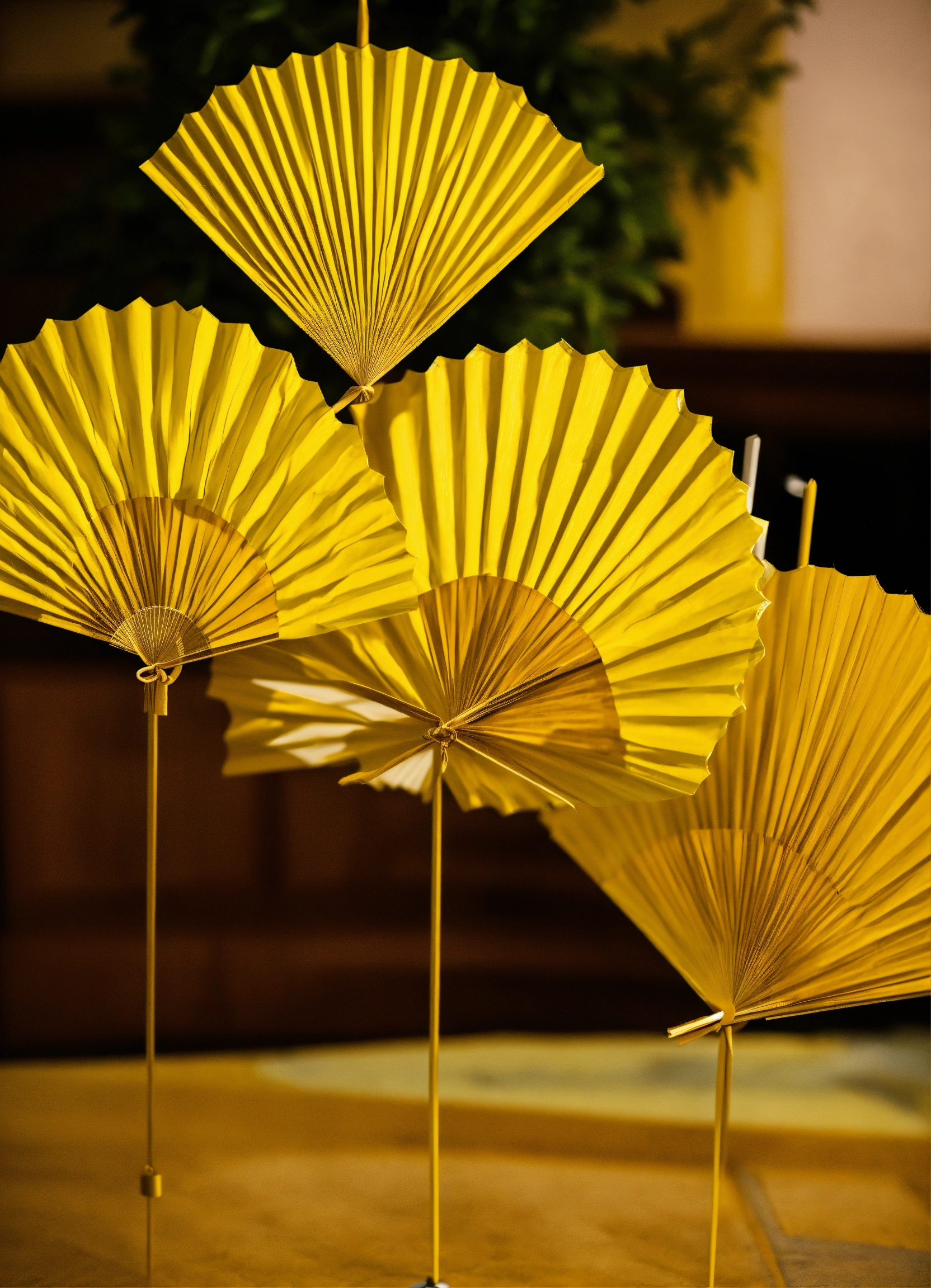 Lexica - Yellow pleated paper fans