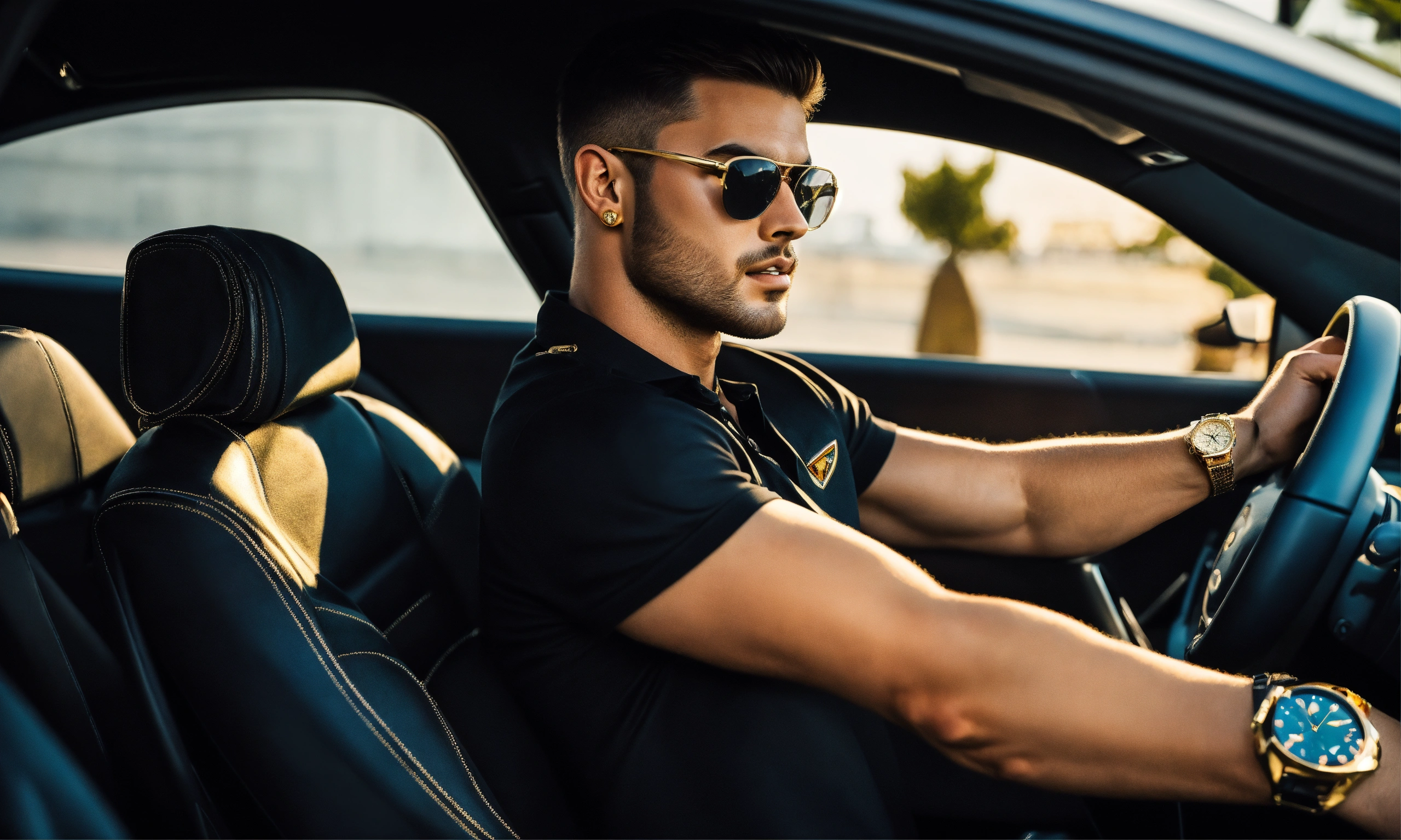 Lexica - Black and white illustration of male confident 27 year old ...