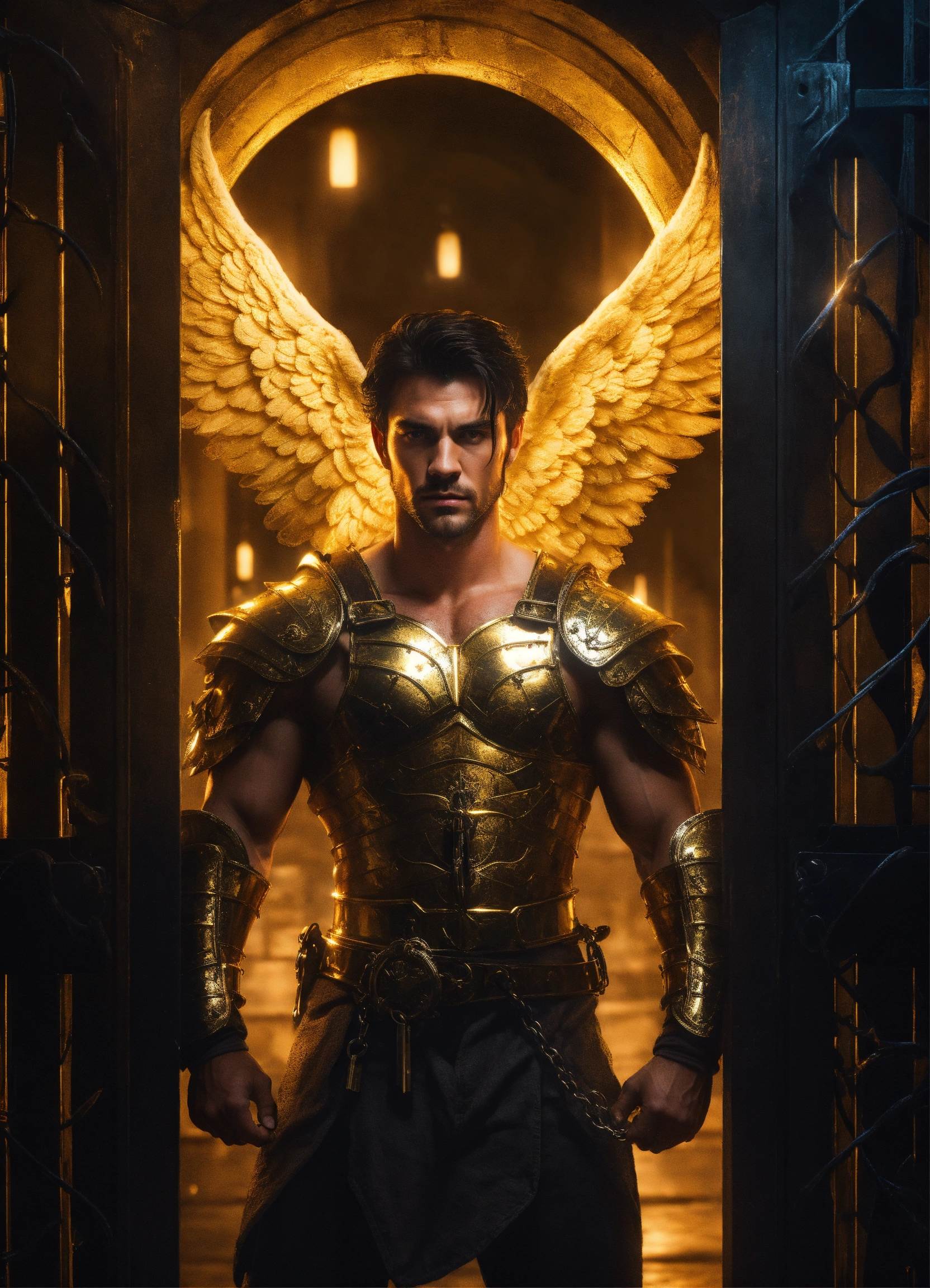 Lexica - Handcuffed, a strong handsome white male angel, a handsome ...