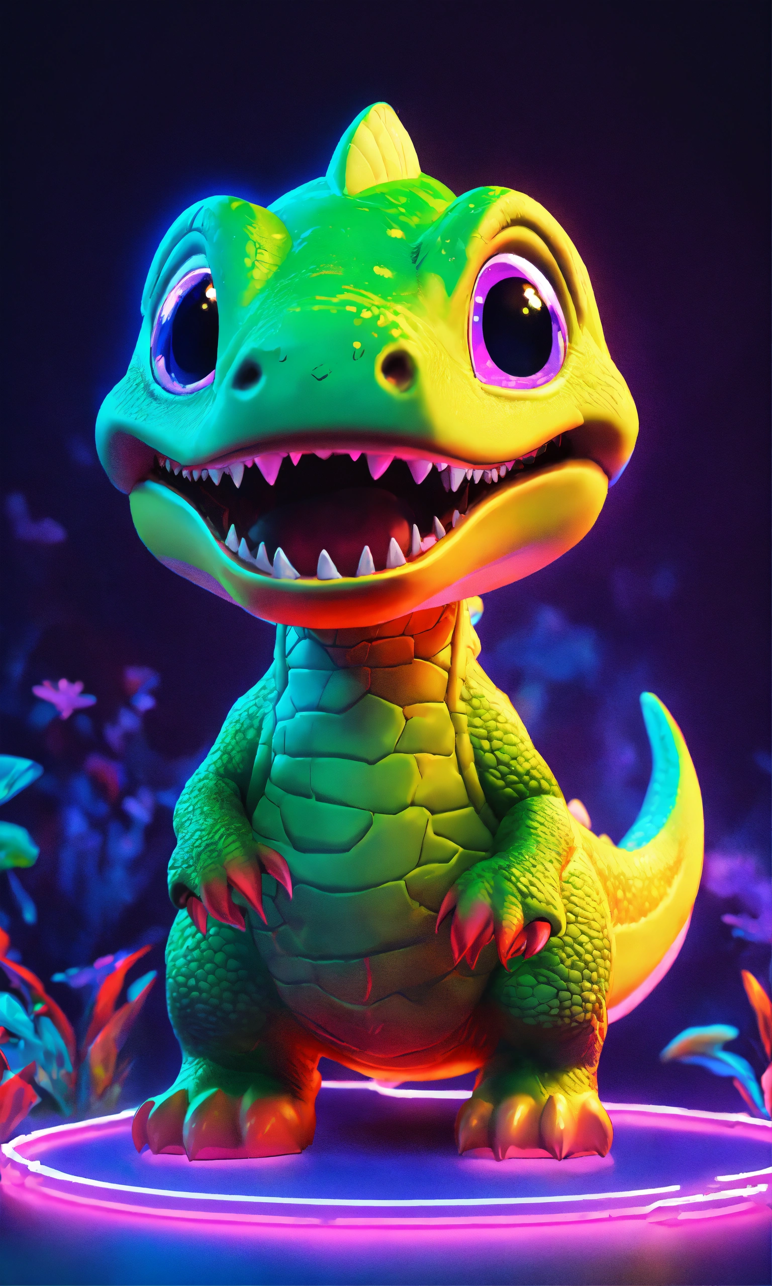 Lexica - Cute dino nft NEON IŞIKLI 4K 8K