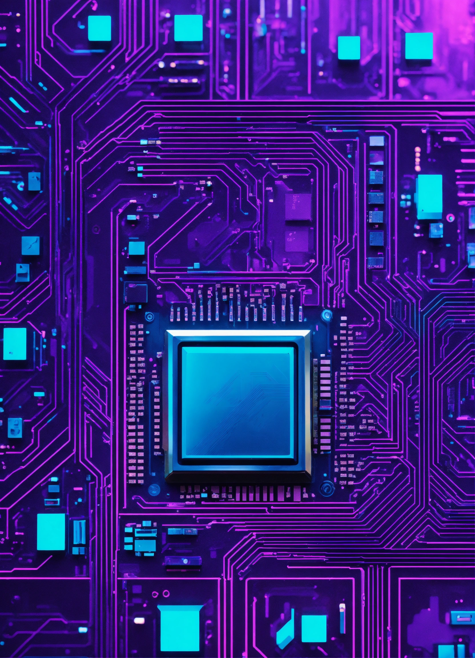 Lexica - Motherboard, blue and purple, processor, geometric lines