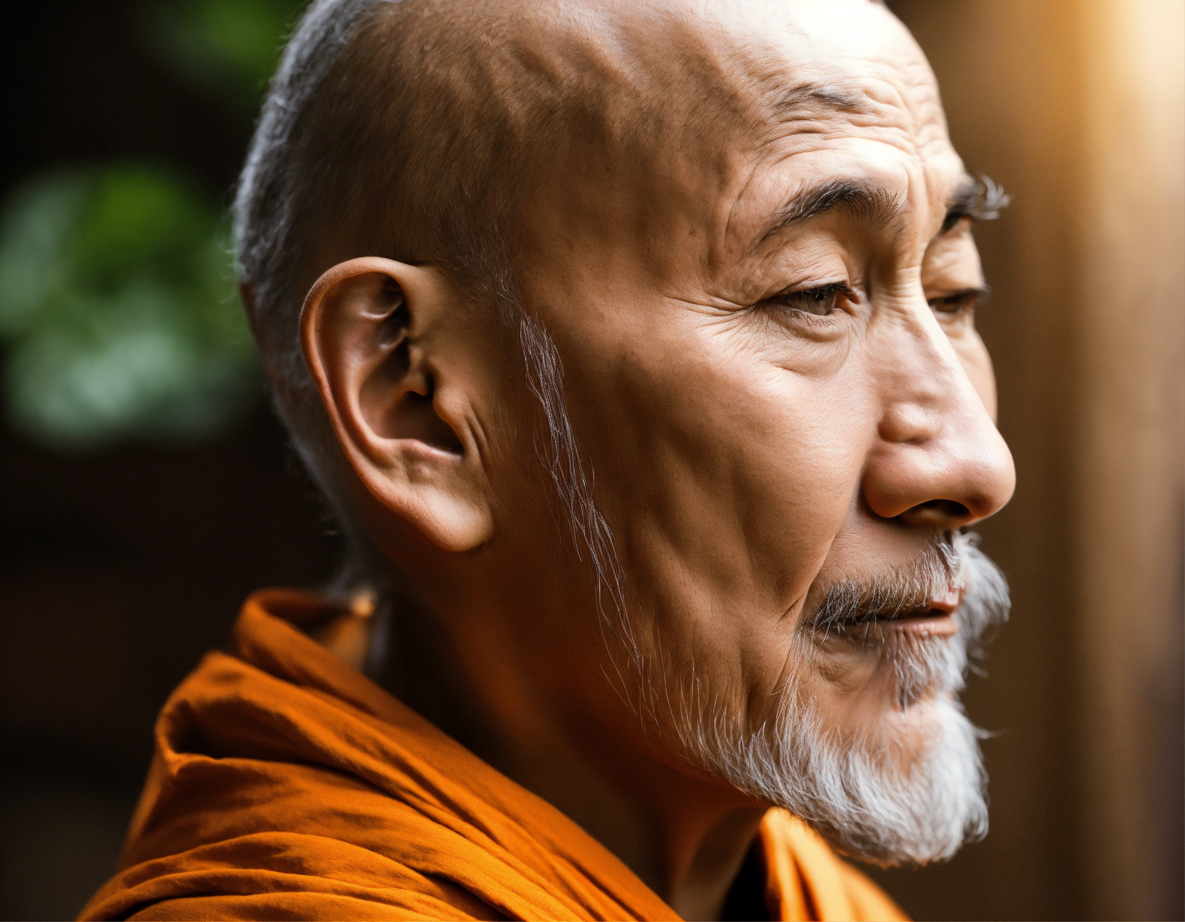 Lexica - Old wise and compassionate monk side pose