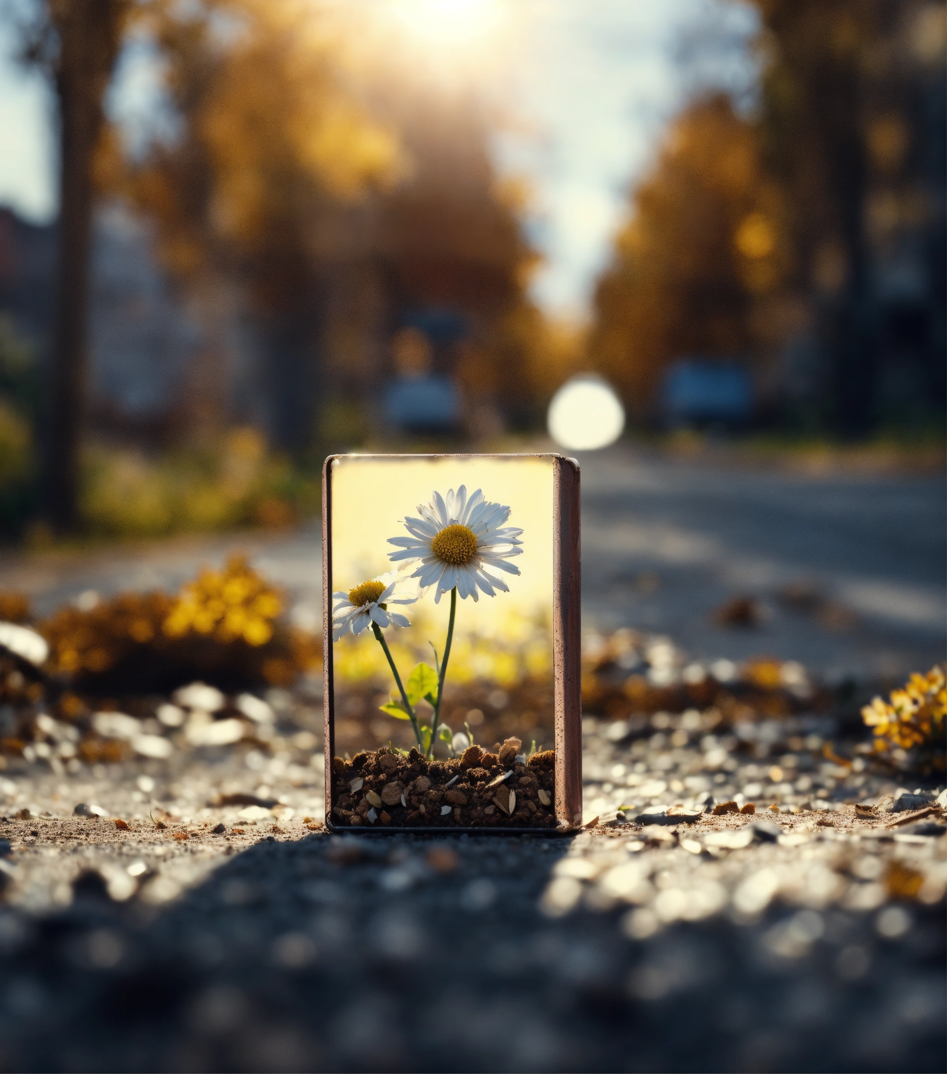 Lexica - Medium close-up, realistic, A matchbox full of dirt with a ...