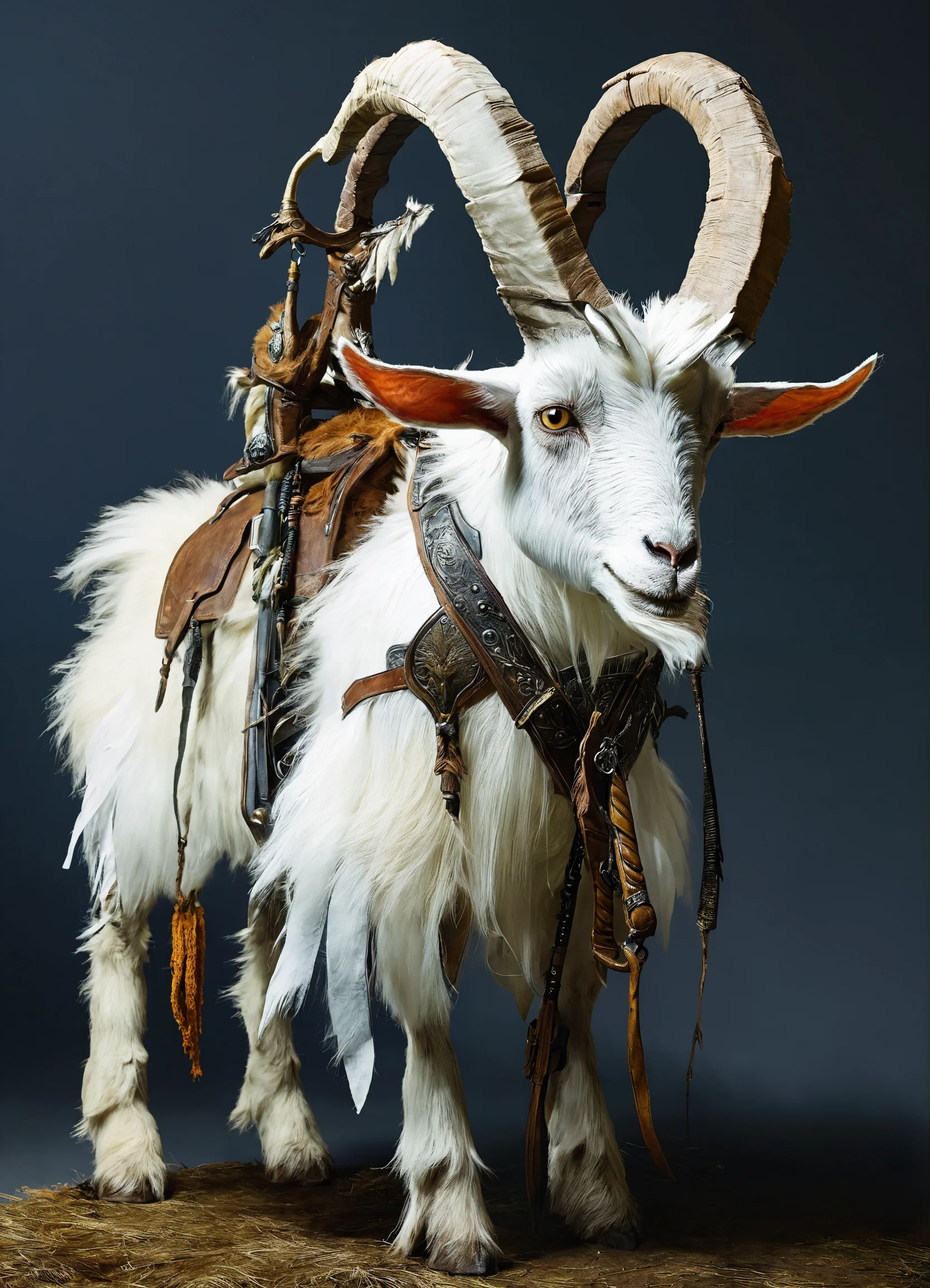 Lexica - A goat that serves as a mount for a dwarf warrior, with a ...