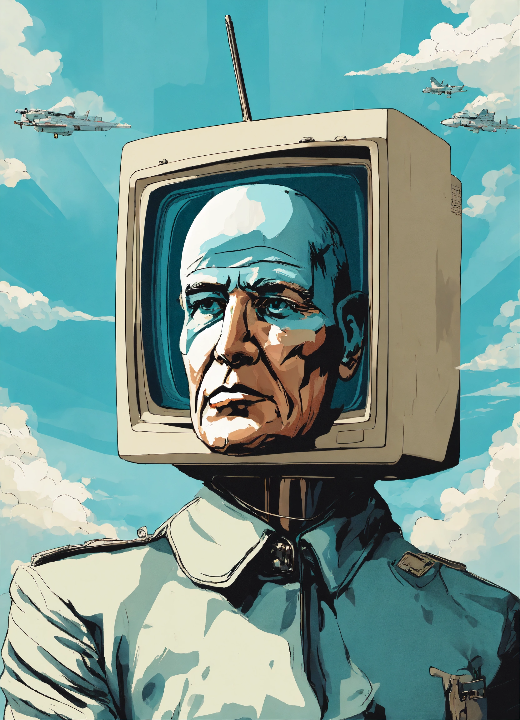 Lexica - A human dictator with television-head on a war propagand art ...
