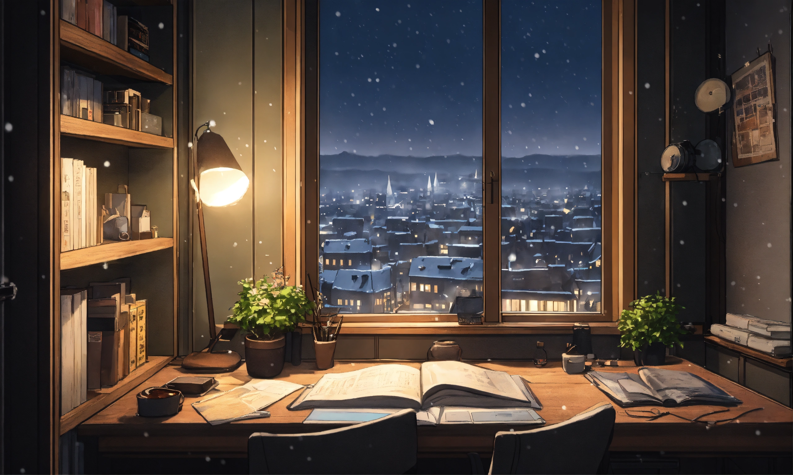 Lexica - Study room in apartment stockholm, studio ghibli, centered ...