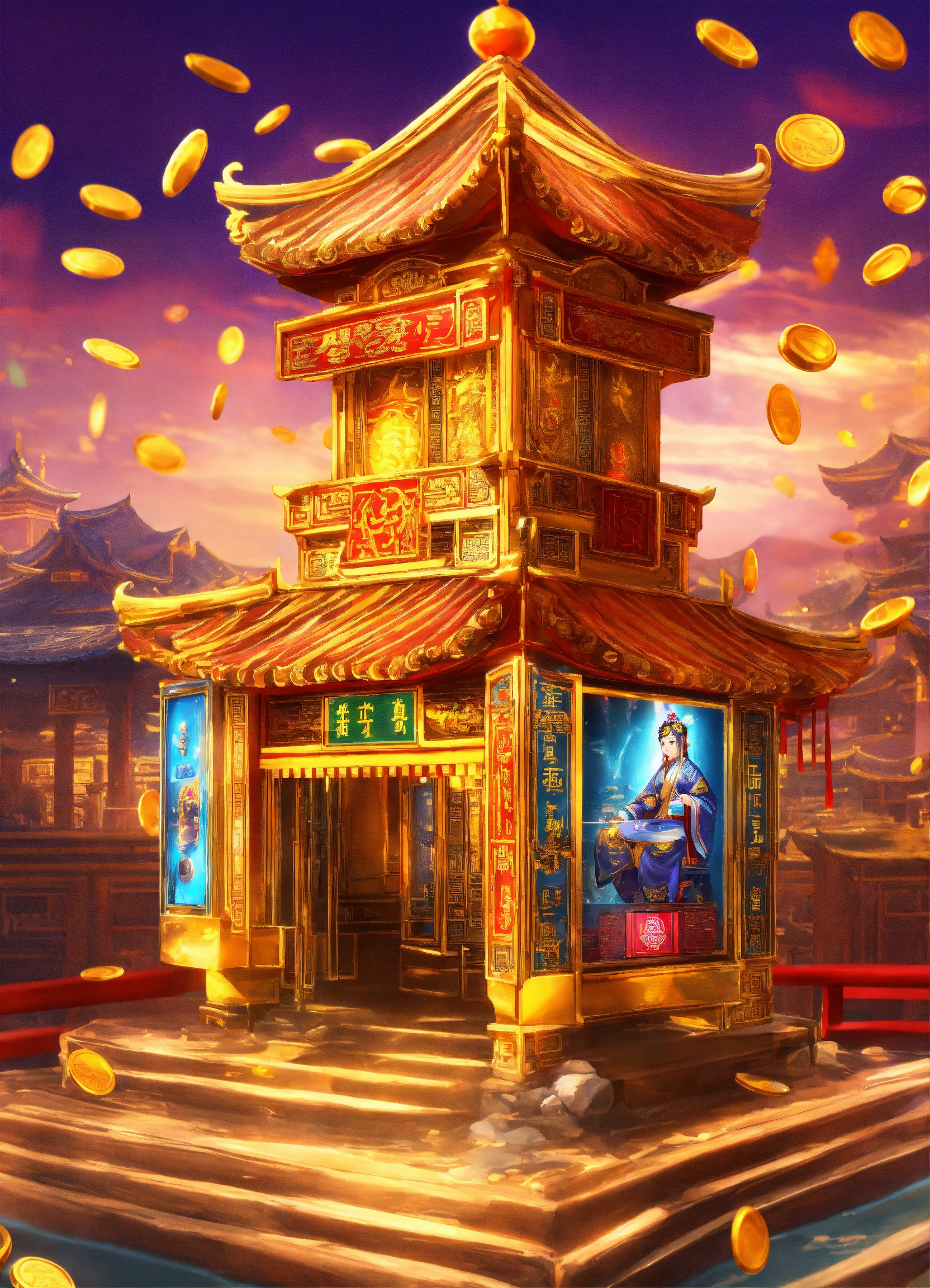 Lexica - 3D god of wealth (Chinese) slot machine game impressionistic money