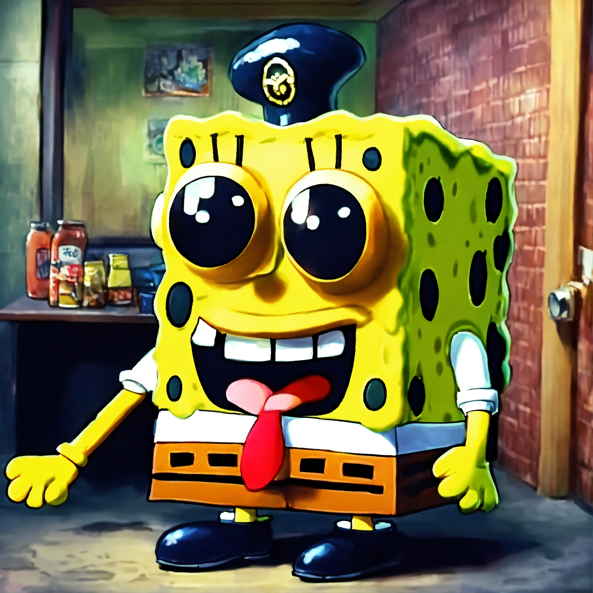 Lexica - Cctv footage of spongebob, gangster