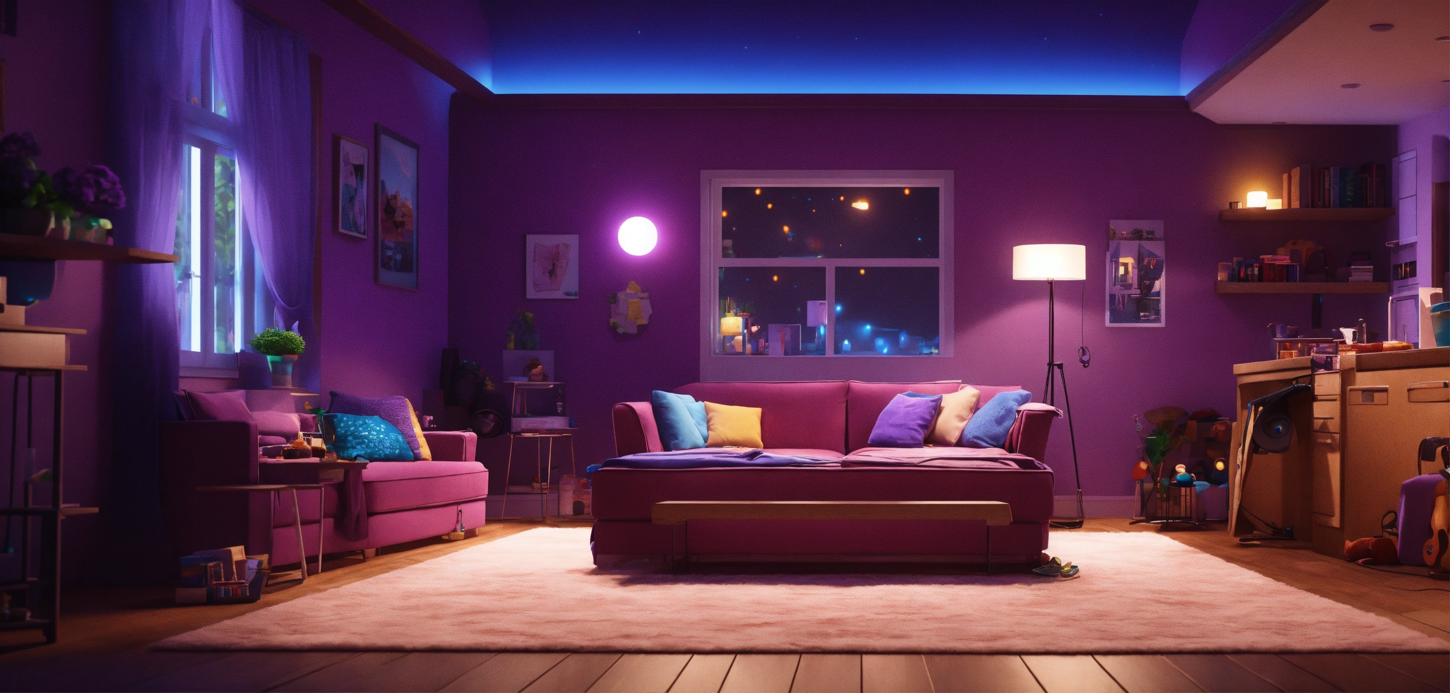 Lexica - CGI! Pixar style modern home interior. house party. no people ...