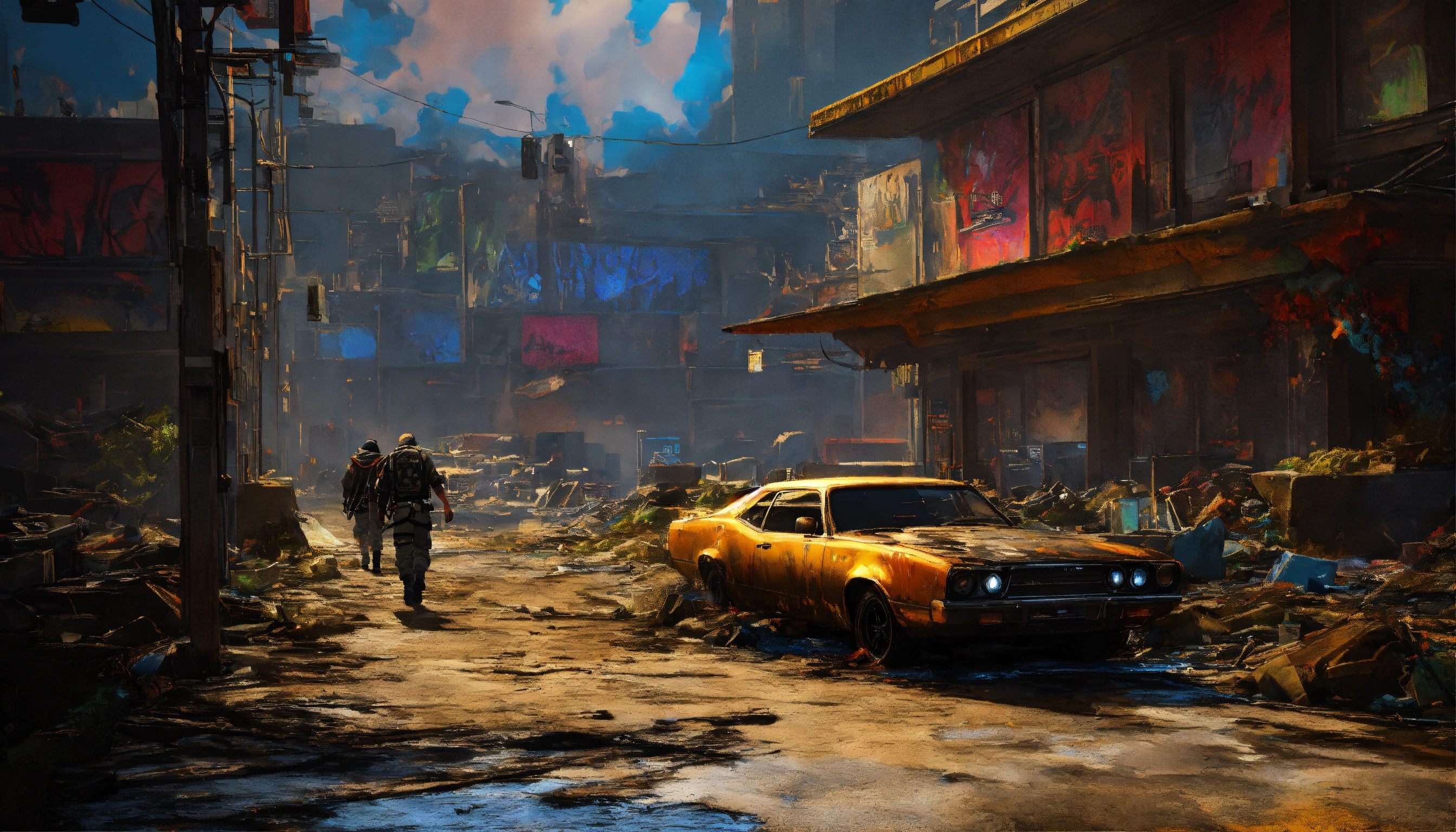 Lexica - Post apocalyptic scene of mall walker. They are already dead ...