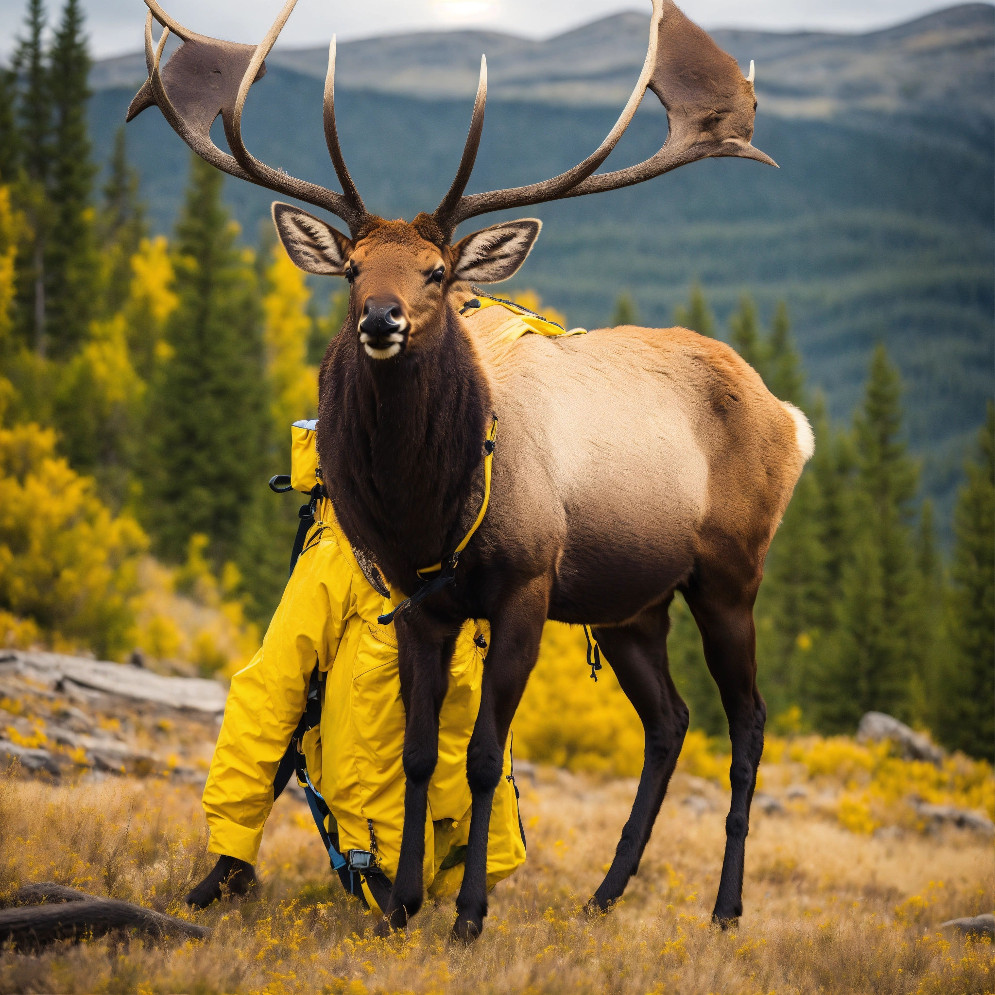 Lexica - An elk that is morphed together with a backpack