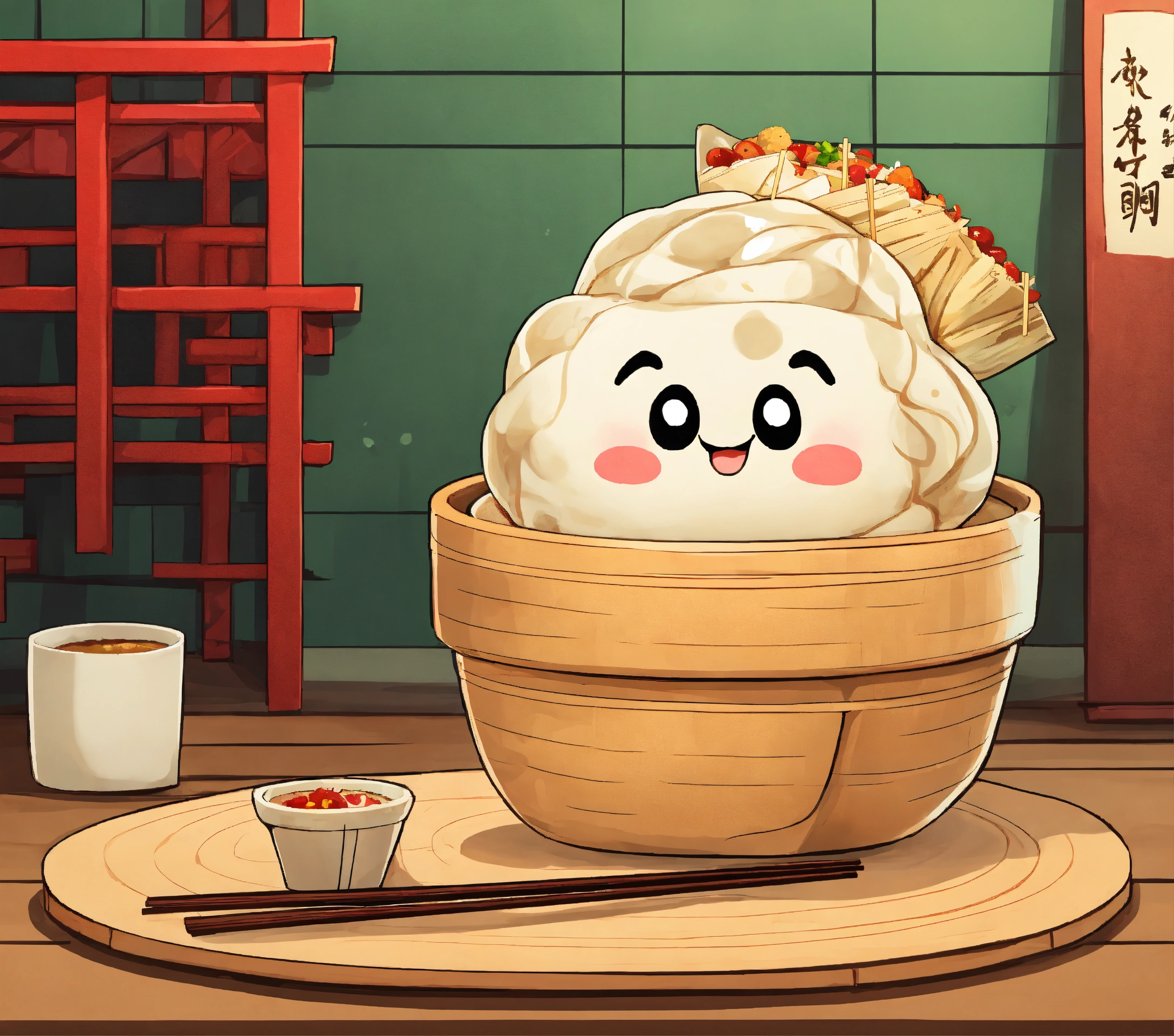 Lexica - Cartoon style in 2d, chopstick holding dumpling