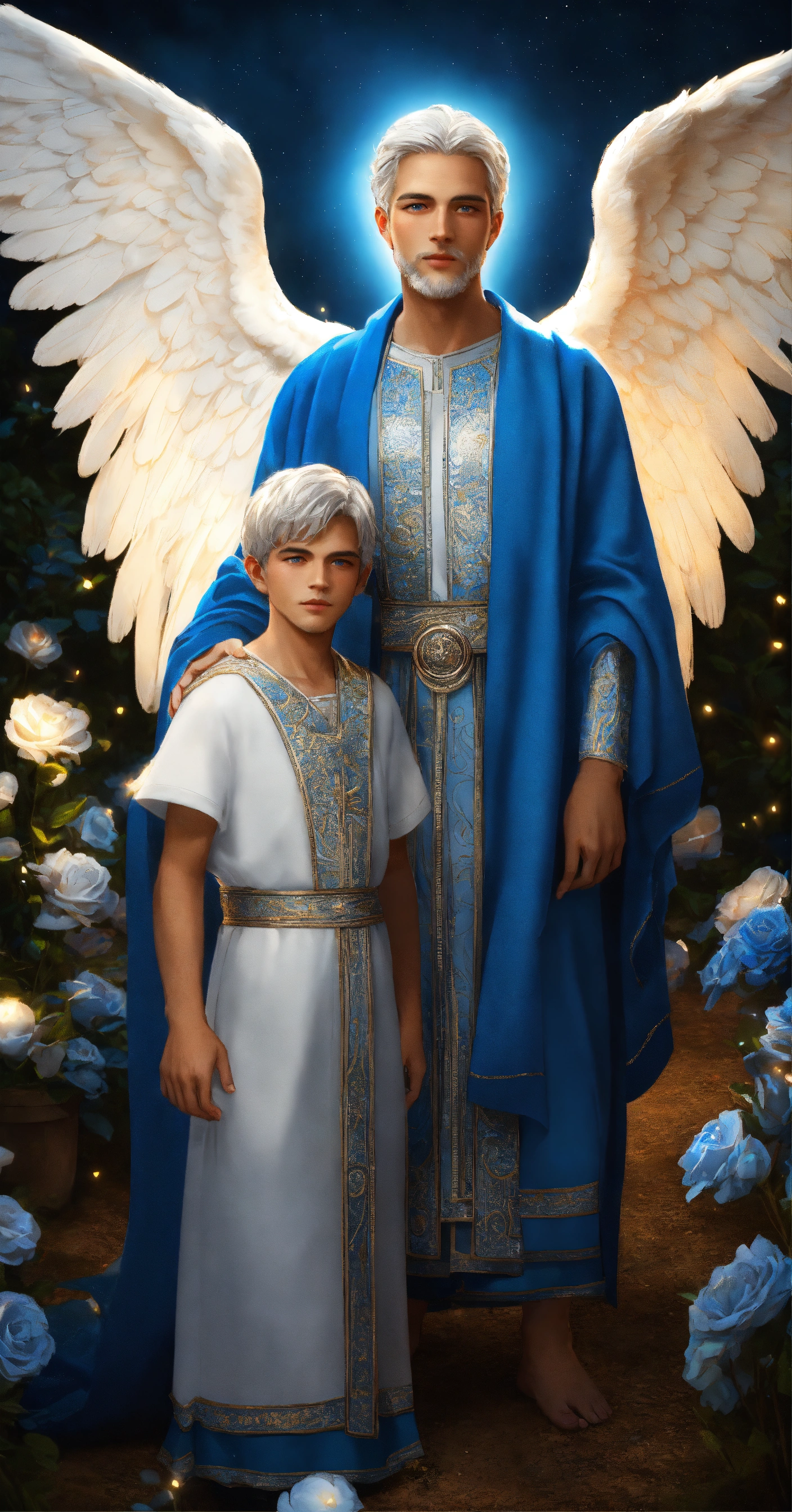 Lexica - 2 male guardian angels with detailed and luminous blue angel ...