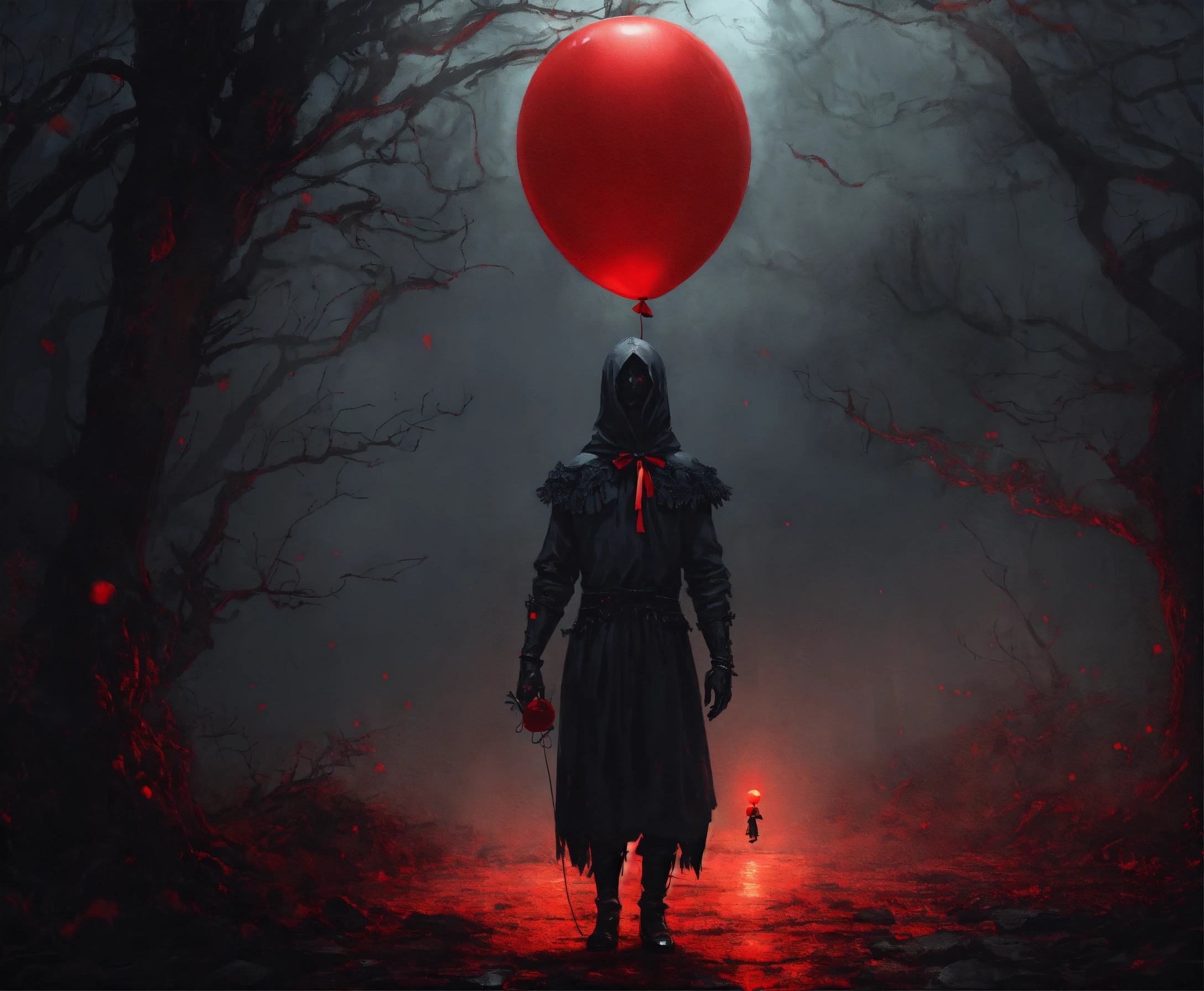 Lexica - Dark aesthetic, A creepy dark humanoid figure, holding a red ...