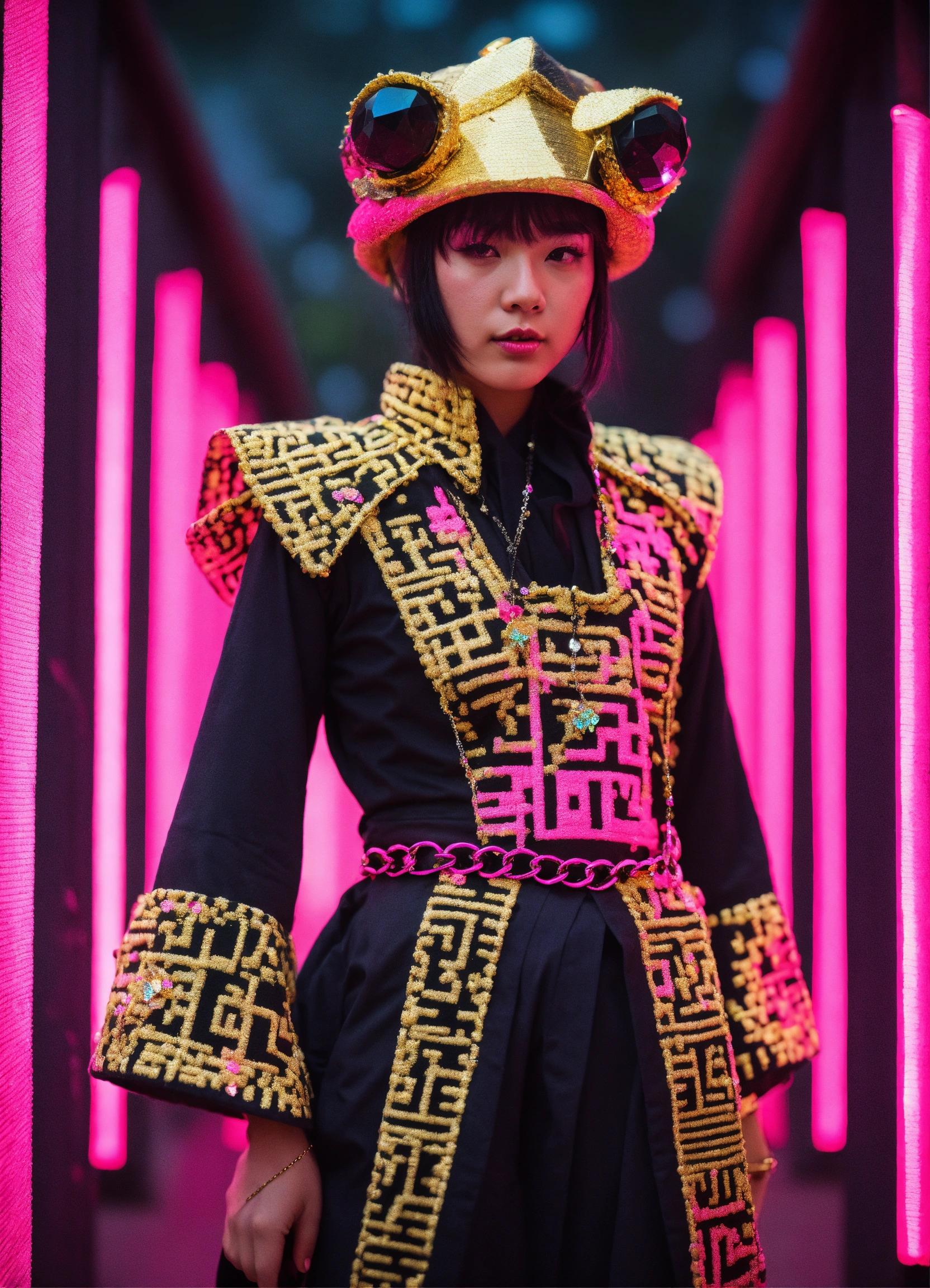 Lexica - A toad made out of a 3d black pink light neon optical illusion ...