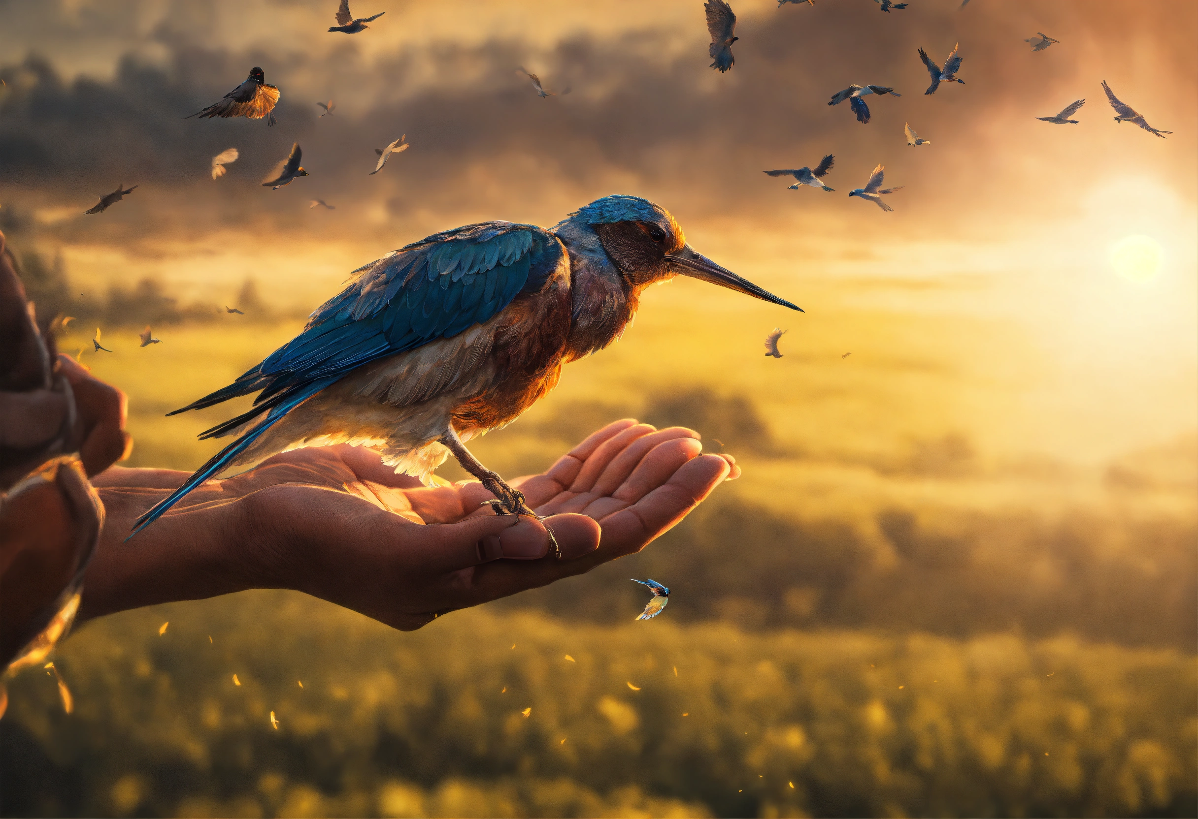 Lexica - A pair of hands releasing the bird from hand