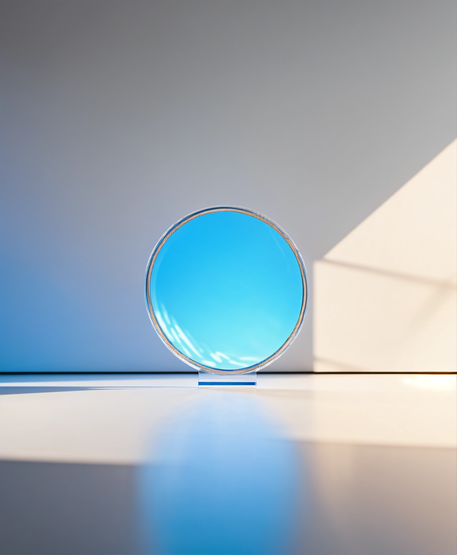 Lexica - An optically clear, thin glass circle, seen from a side angle ...