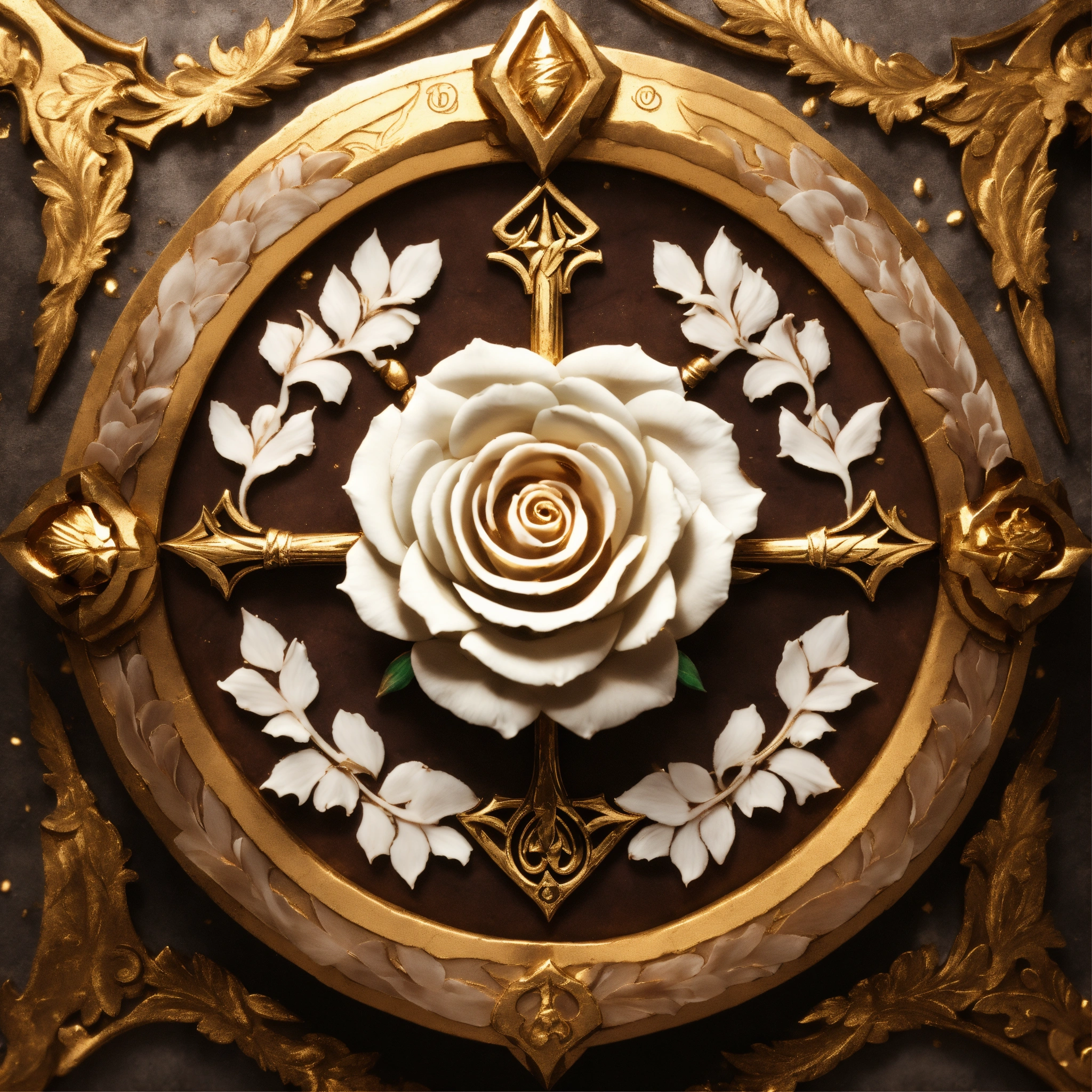 Lexica - Sigil crest of three white faded roses creating a trident with ...