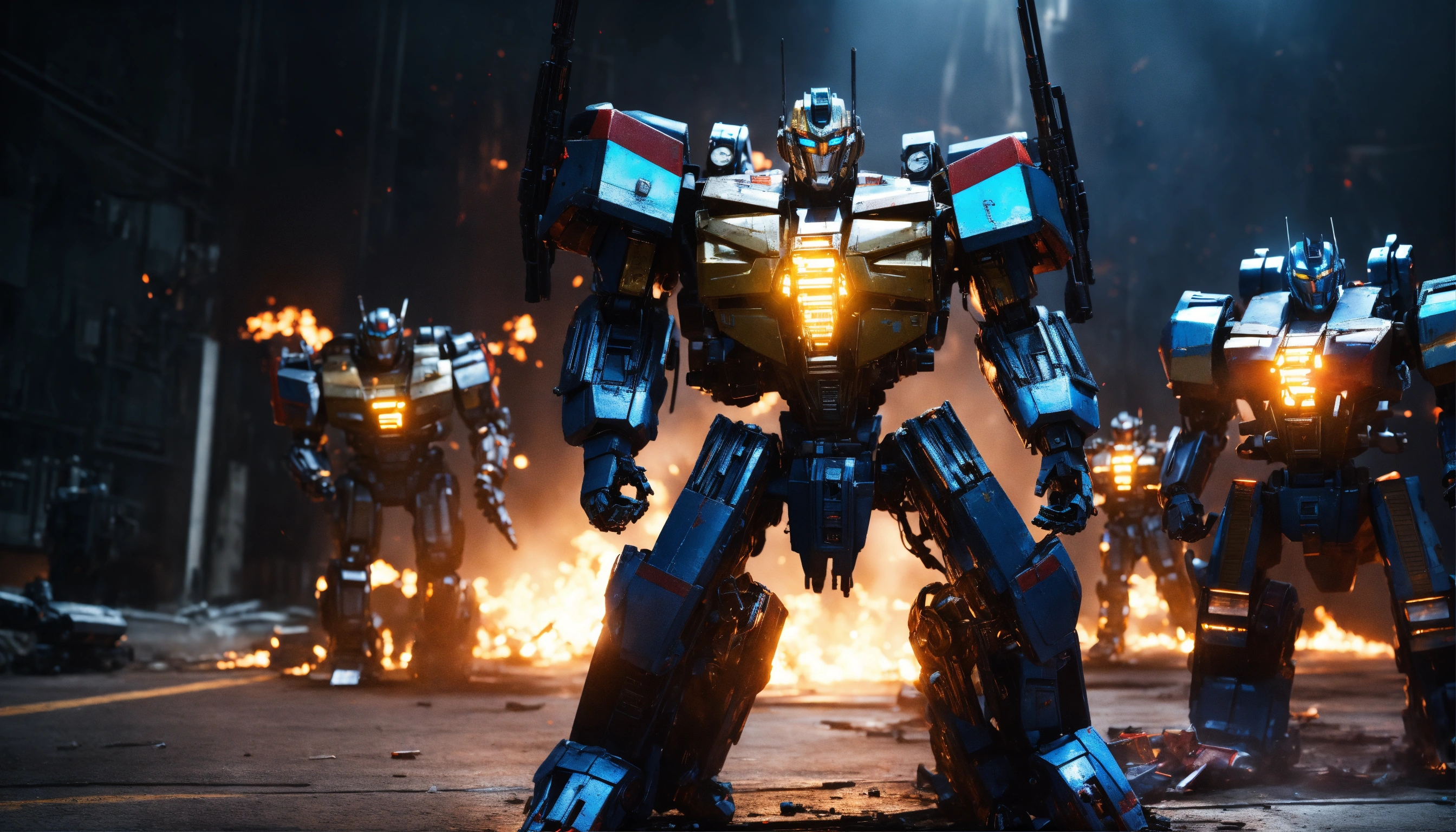 Lexica - War of transformers robots armed with machine guns, cyborg ...