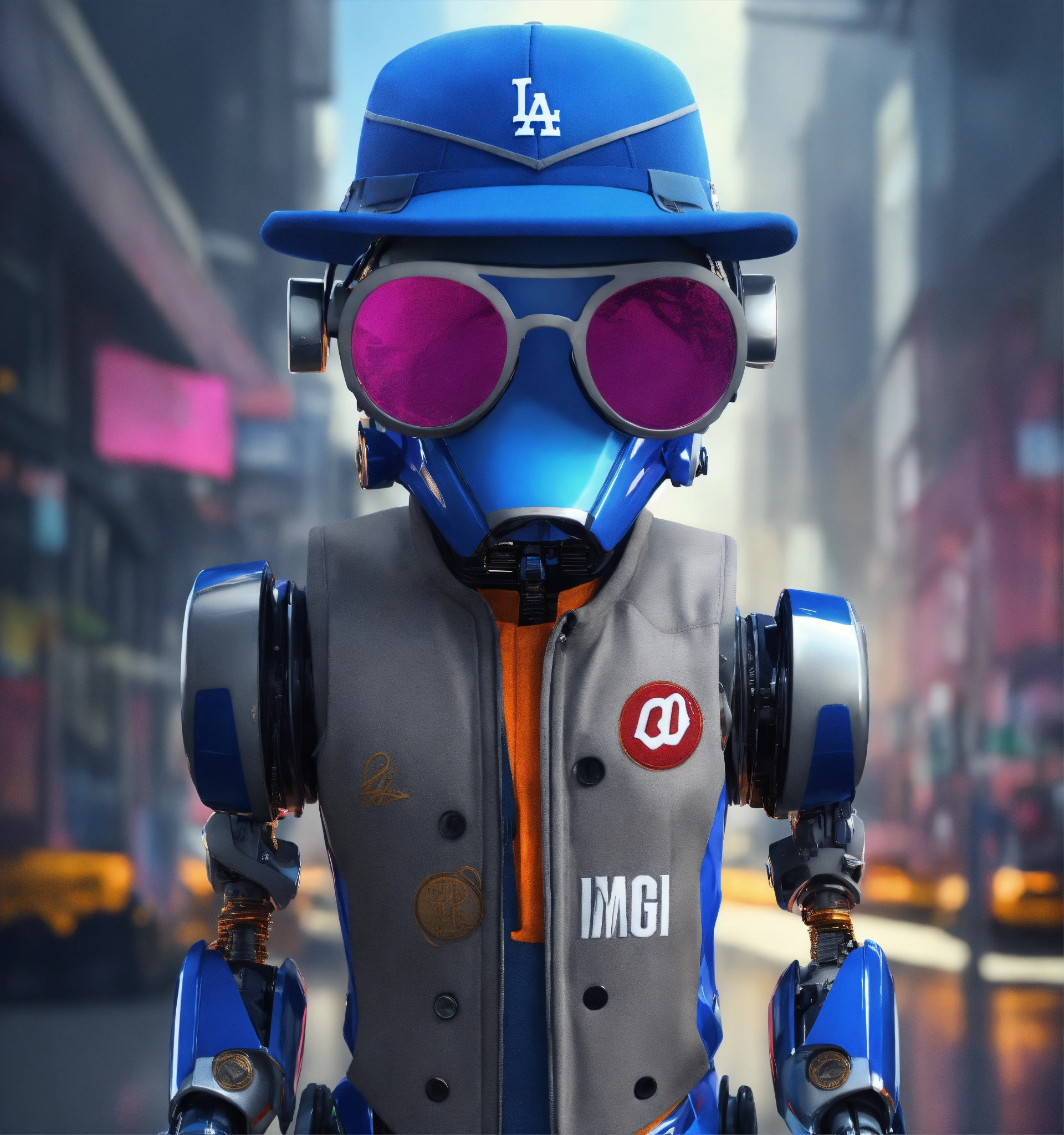 Lexica - A robot wearing shades and a Blue Los Angeles Dodgers Hat ...