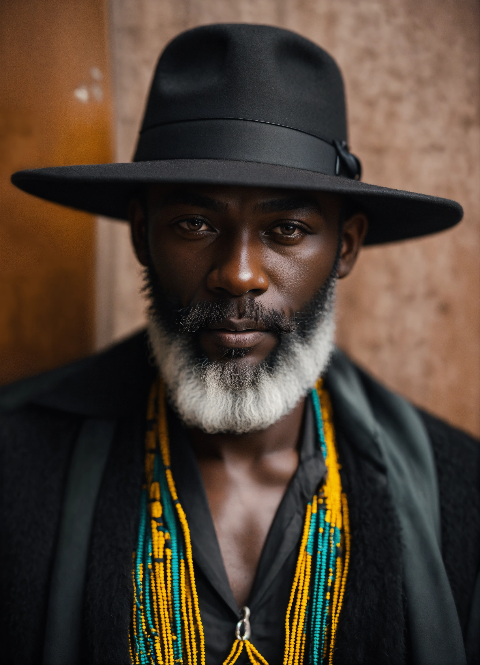 Lexica - Vieux homme africain noir barbu avec chapeau