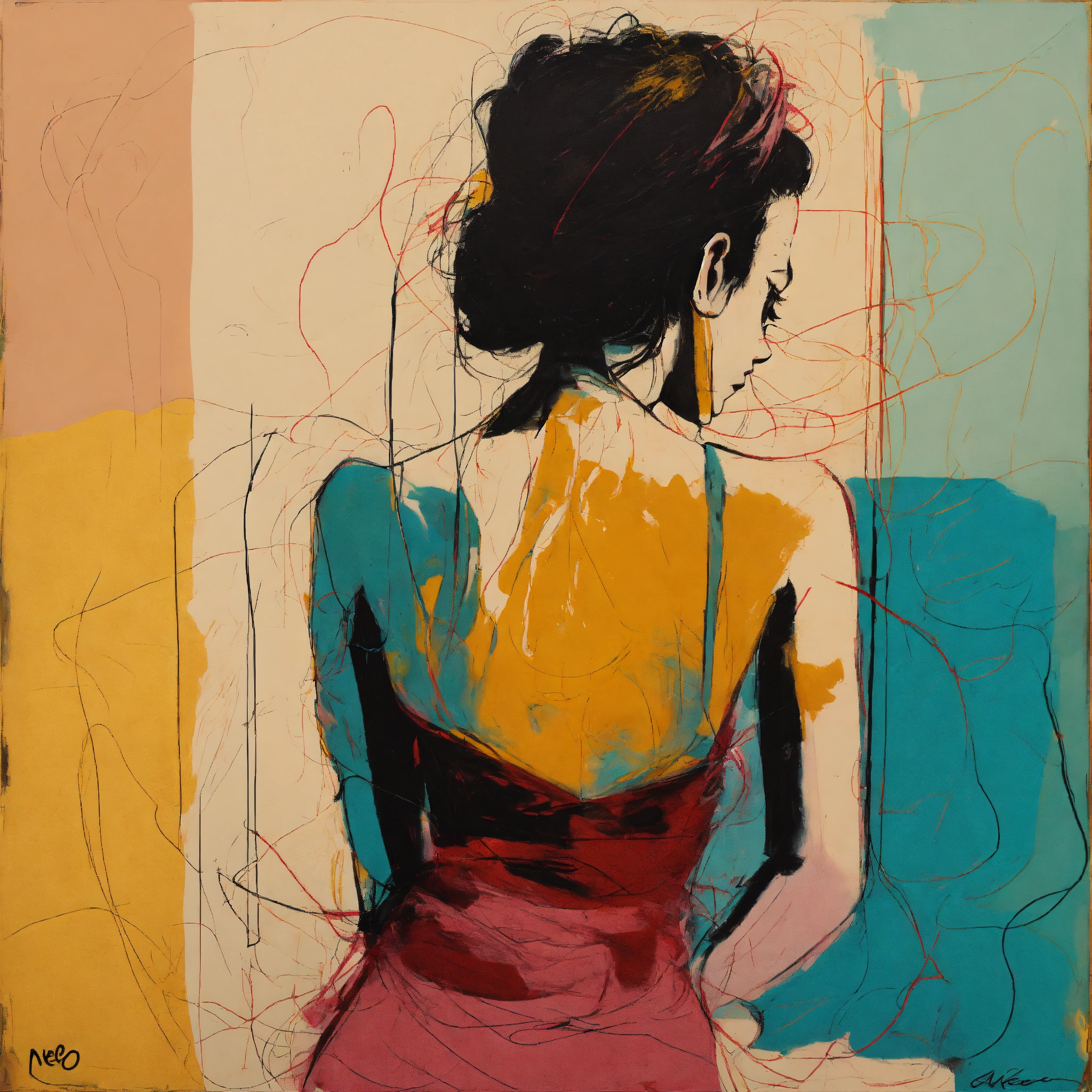 Lexica - Minimalistic painting of a burlesque dancer using lines and ...