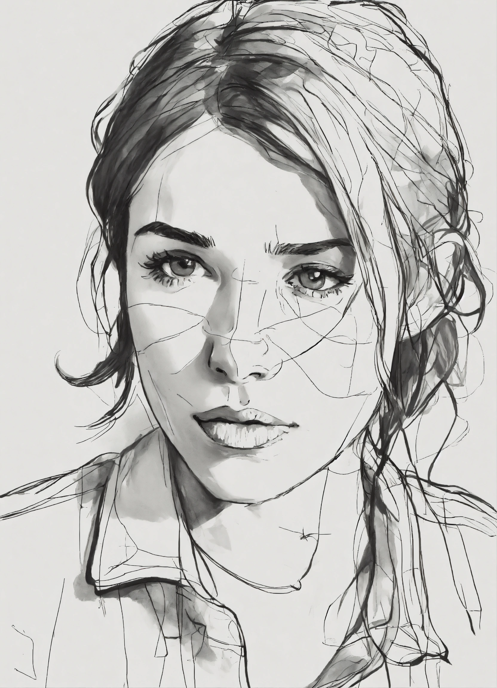 Lexica - Beautiful portrait of Ellie The Last of Us, one line drawing ...