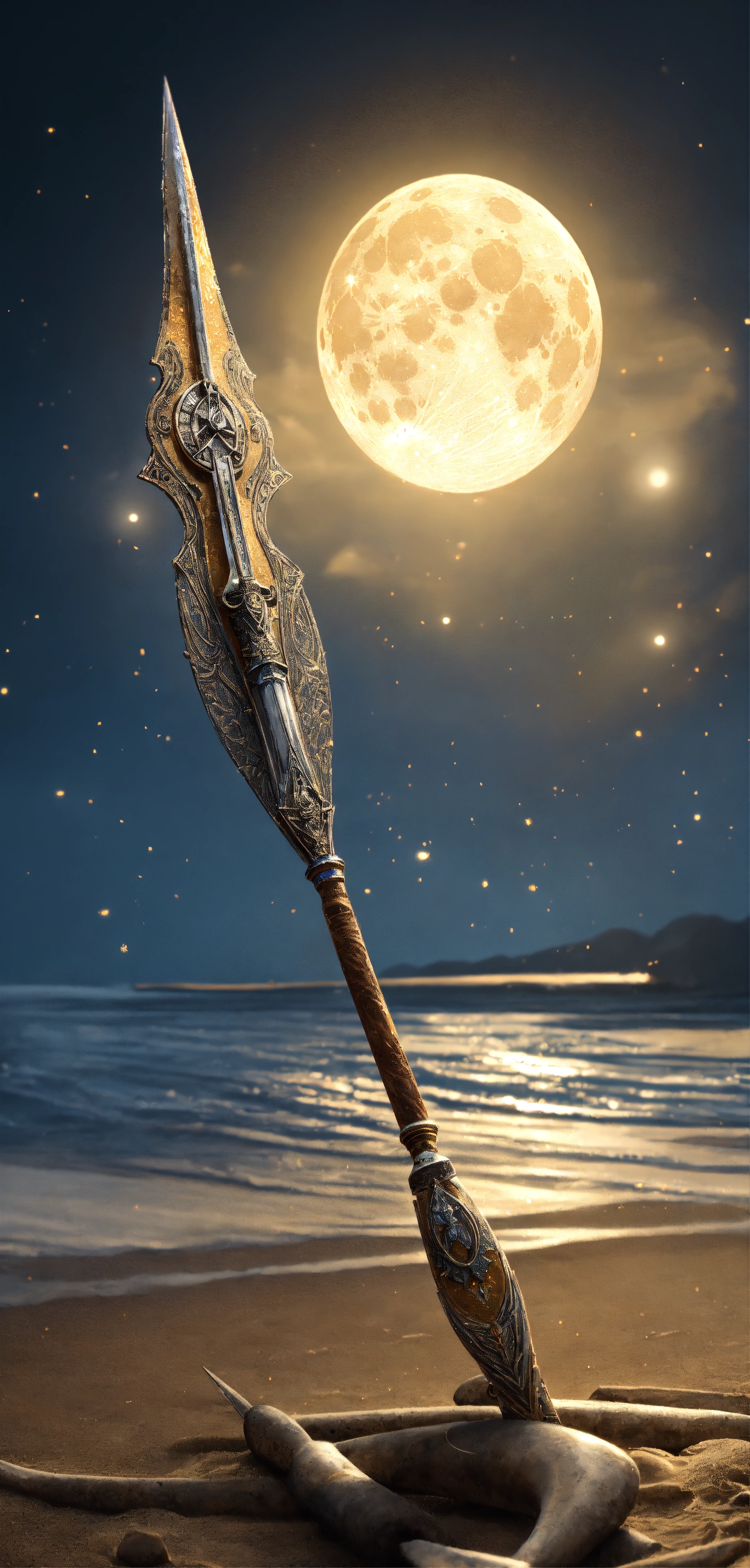 Lexica - 8k, picture of a very long gezackte throwing harpoon with ...