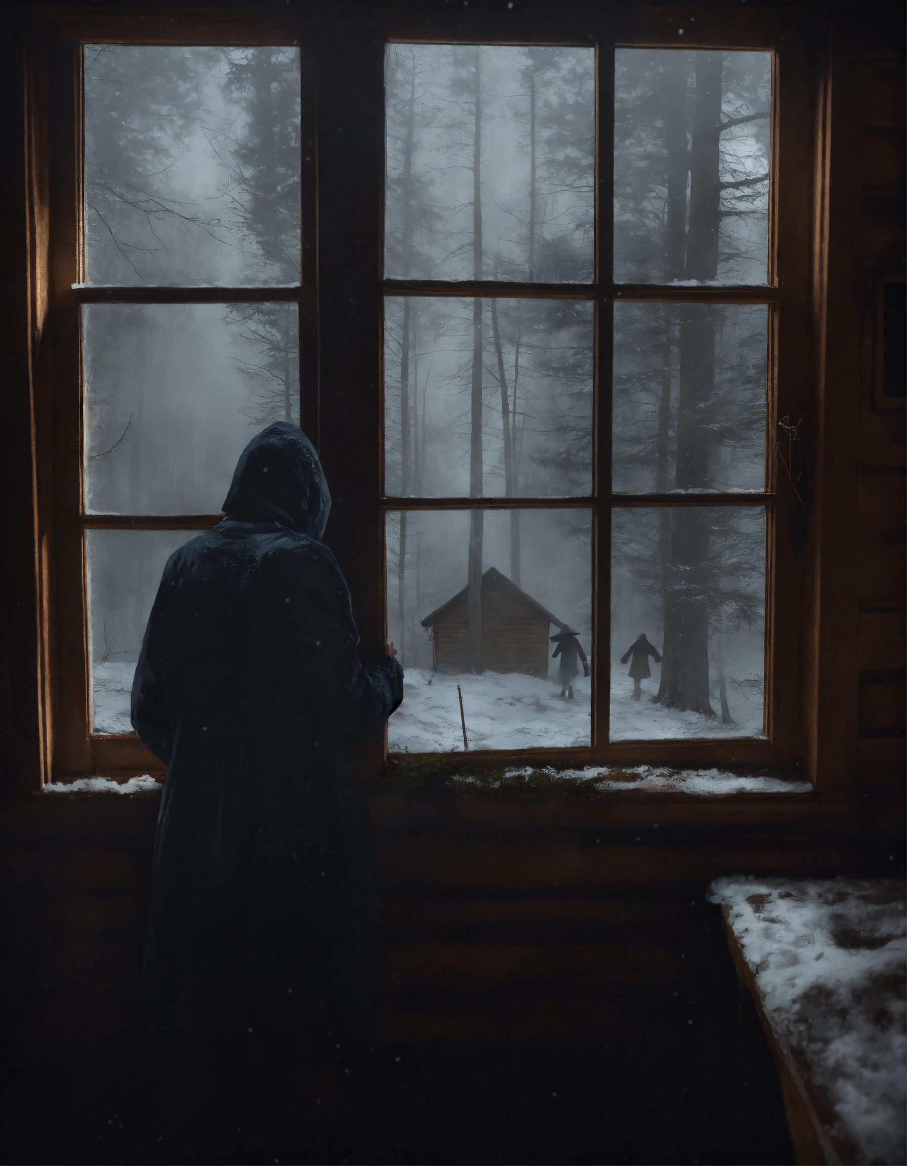 Lexica - Haunted ghost, scary, stalker, dark tones, misty forest, hands ...