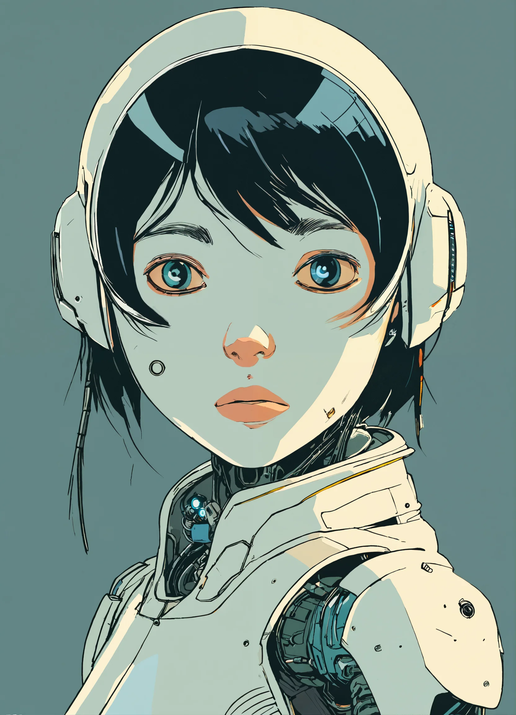 Lexica - Ghibli, simple illustration of a young female cyborg, sci fi ...