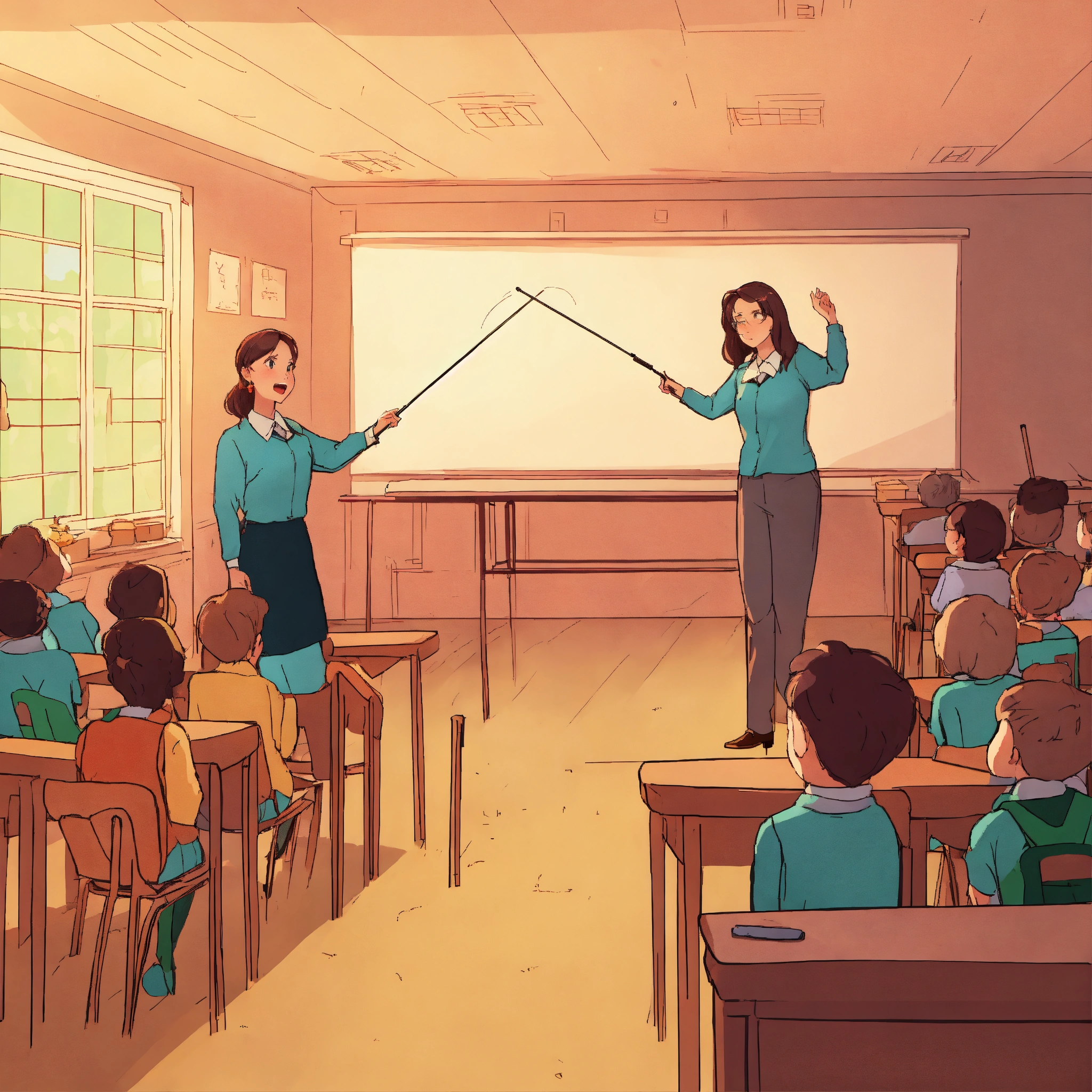 Lexica - The teacher is standing with rods in front of the class, the ...