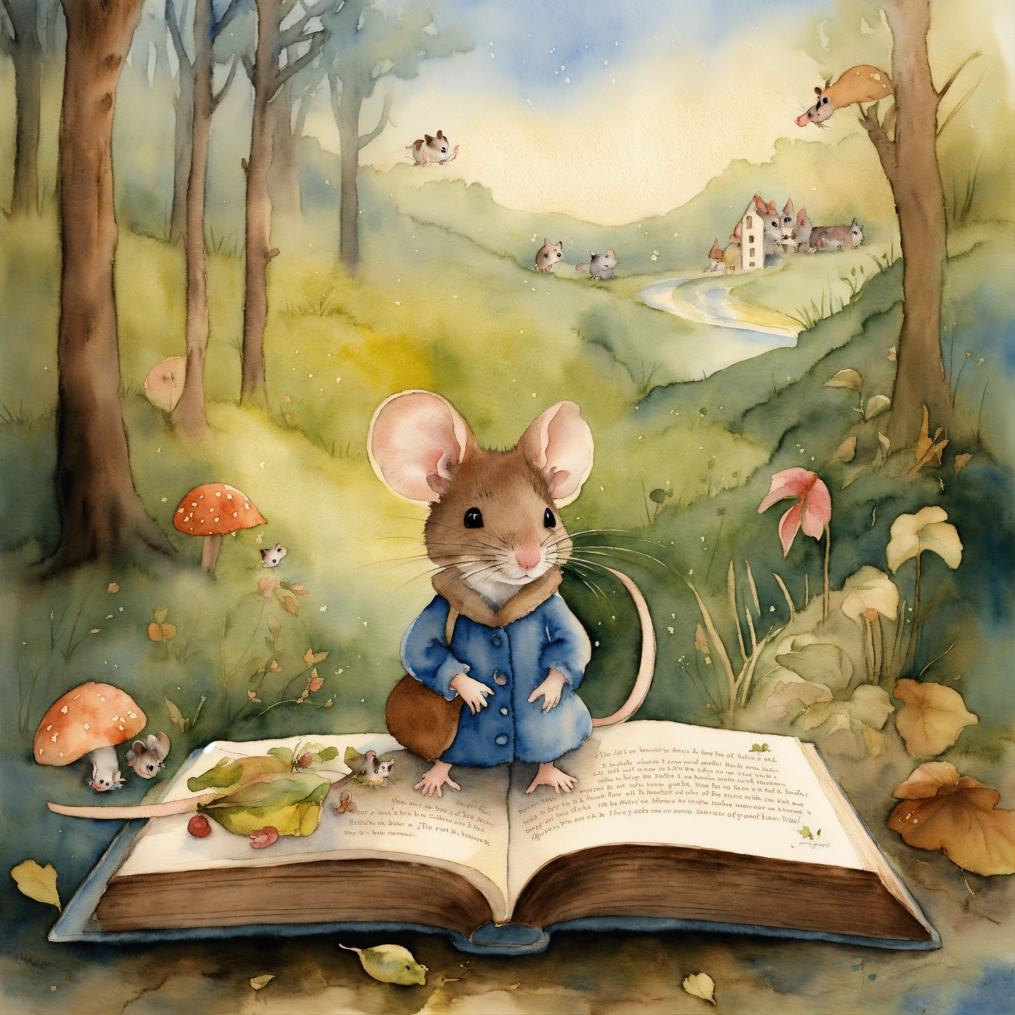 Lexica - Illustrated Book with fairytale about mice in watercolour