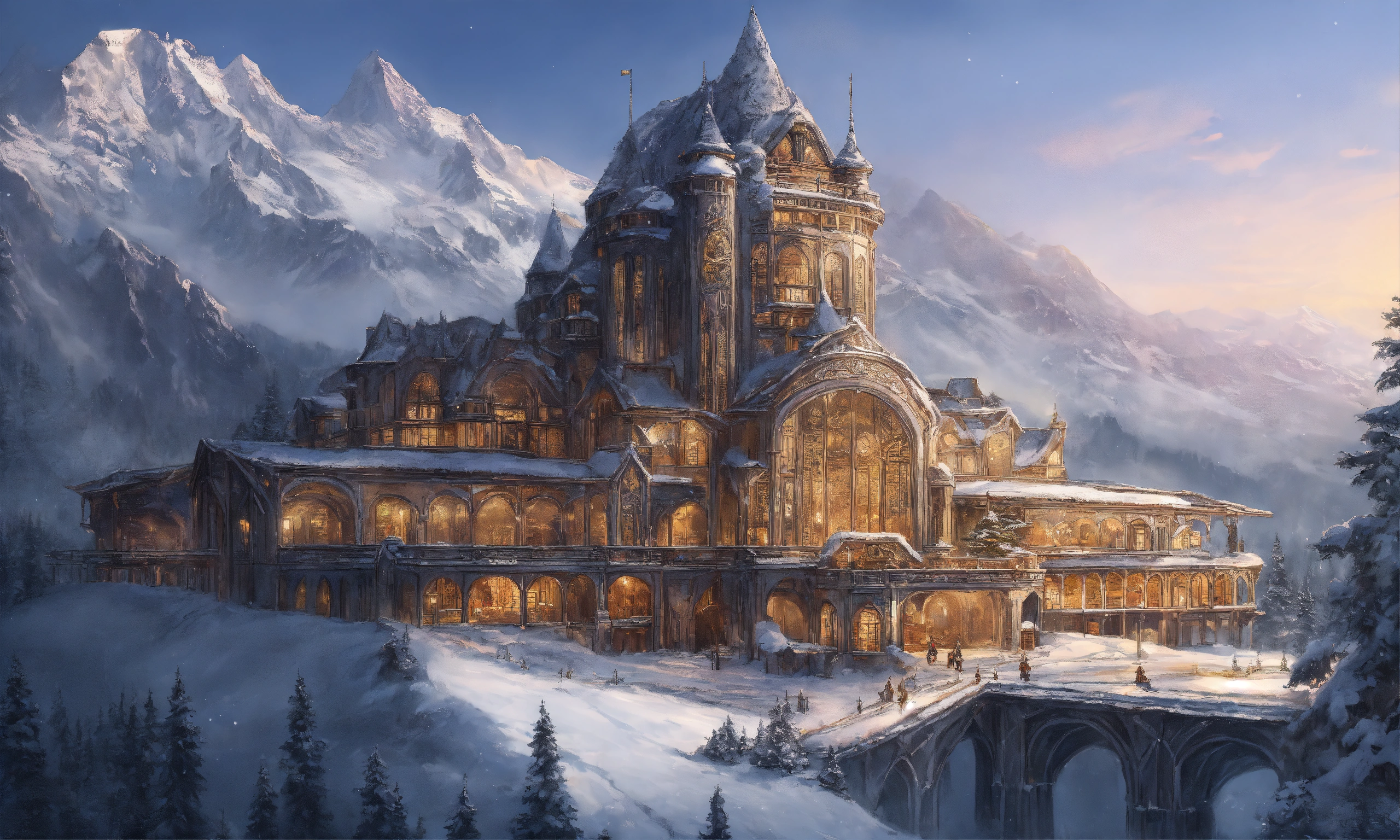 Lexica - Drawing of the full image of an elegant high elf sci fi palace ...