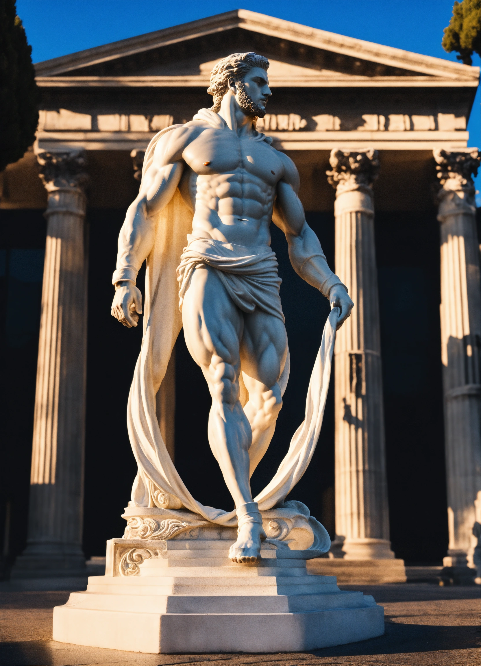 Lexica - A Statue from a muscular Greek god Statue with a wavey middel ...