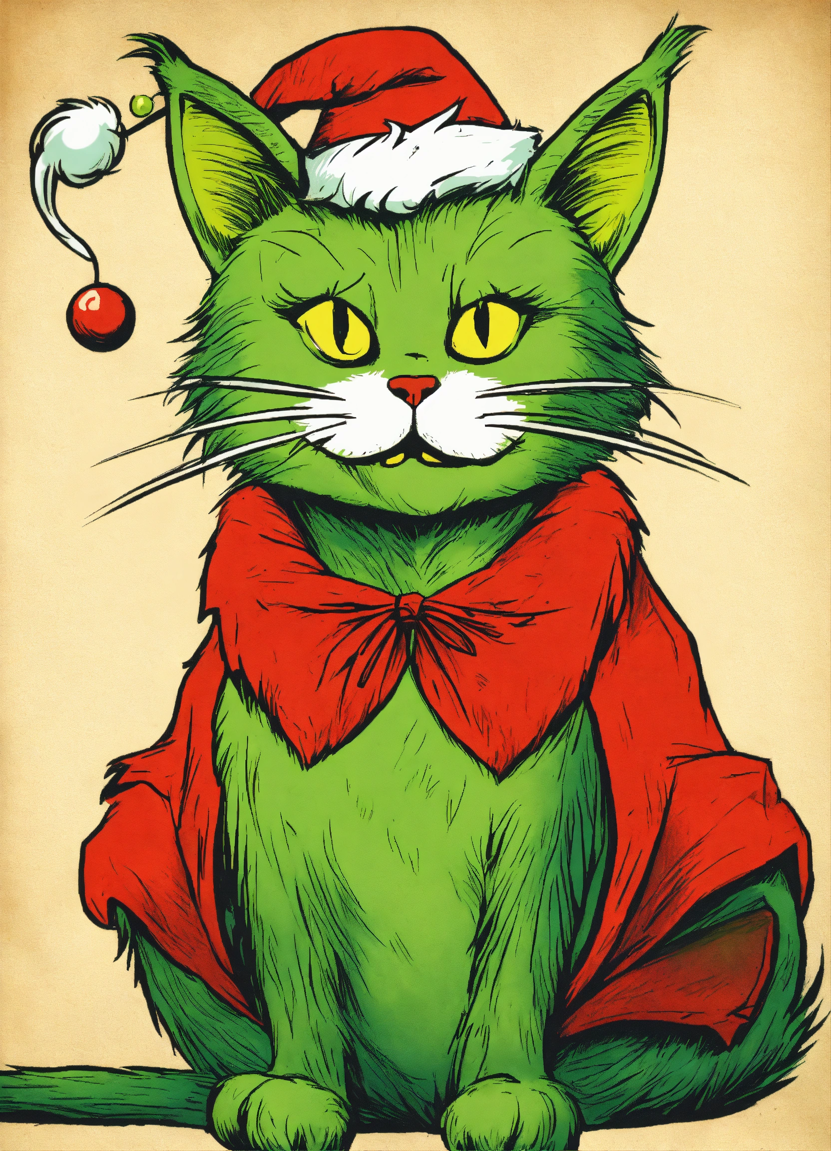 Lexica - Happy Grinch cat vintage comics style