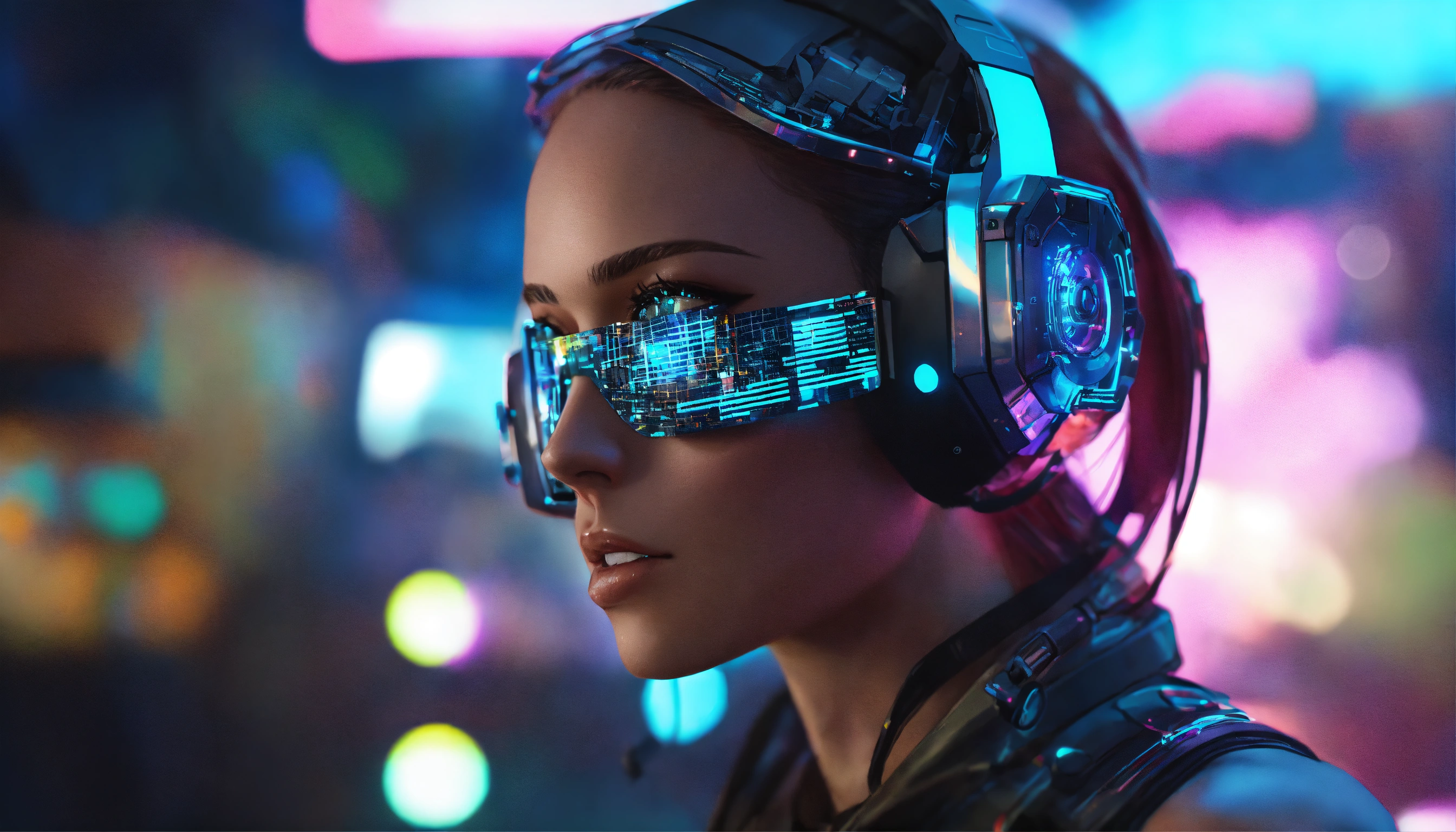 Lexica - Holographic cybernetic headset, zoom out, cyberpunk style ...
