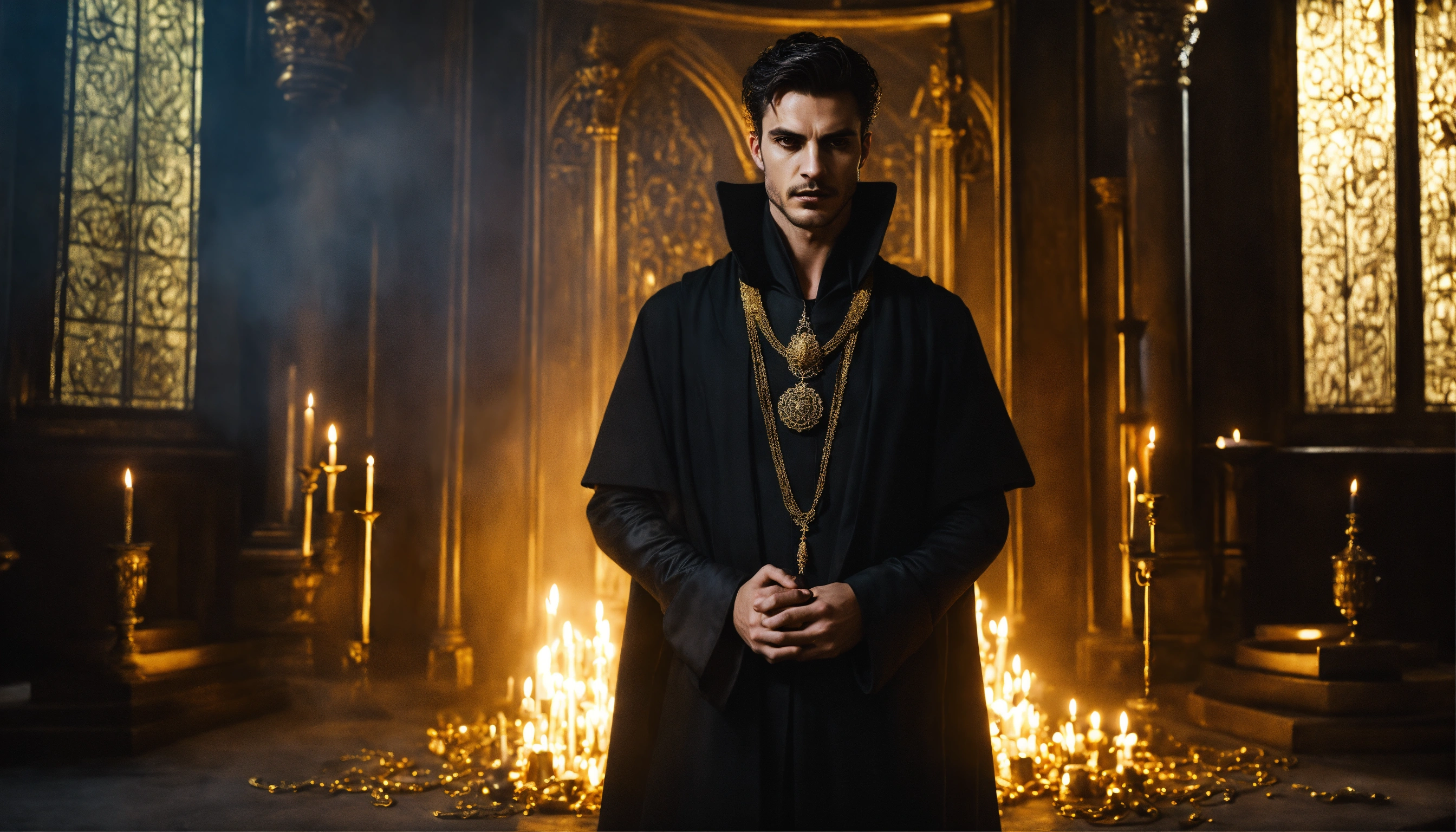 Lexica - Sinister, mysterious and dramatic portrait of a young handsome ...