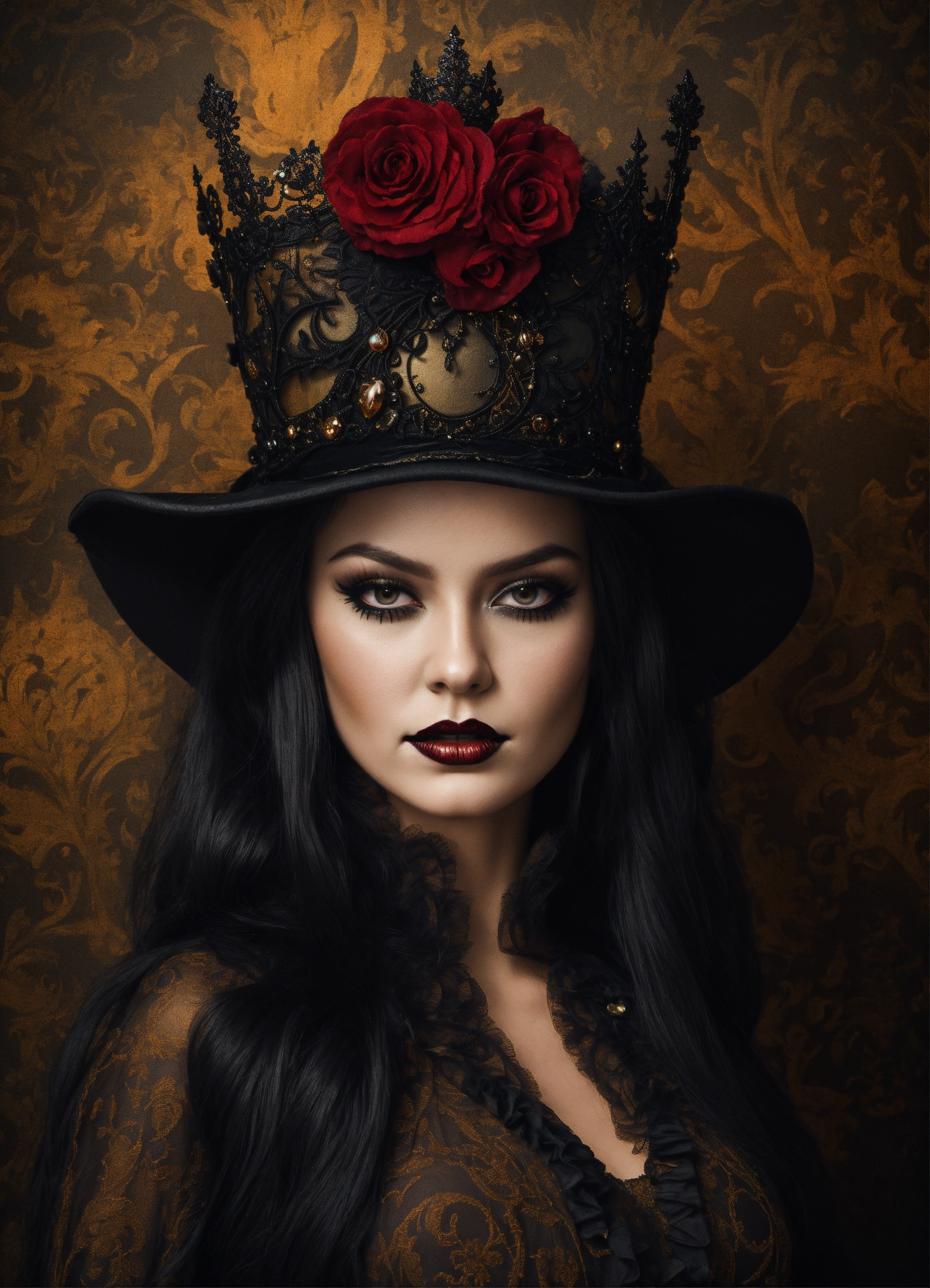 Lexica - Beautiful gothic 25 year old crowned queen of Halloween in an ...
