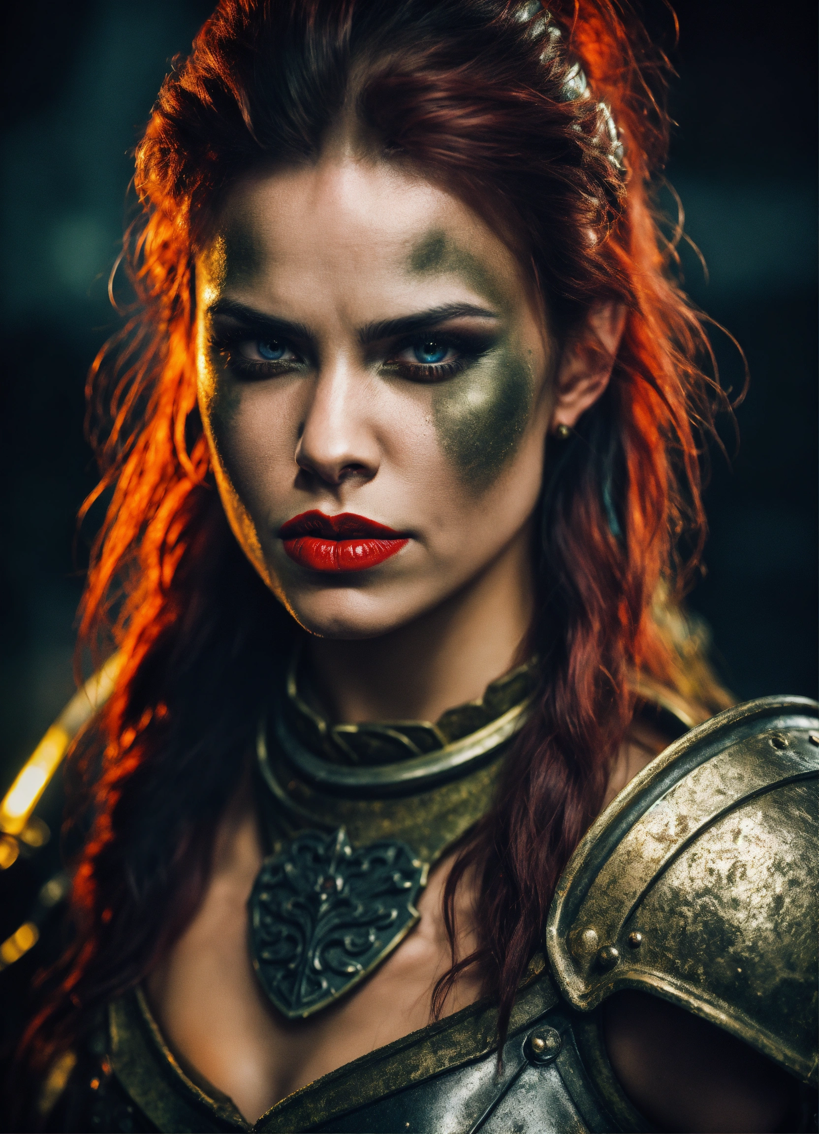 Lexica - Photo quality portrait of beautiful female orc warrior knight ...