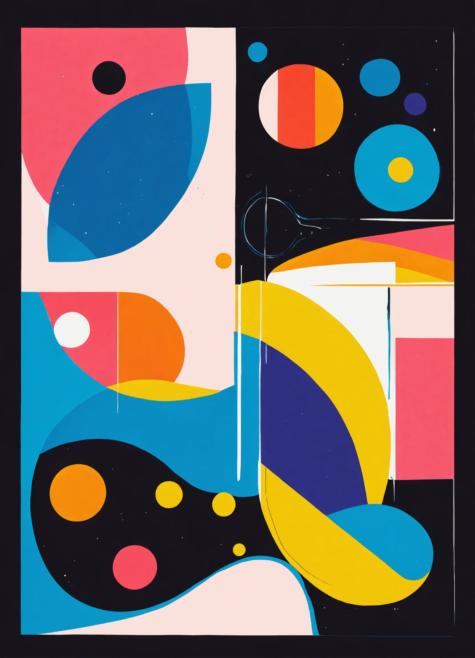 Lexica - Few, slick shiny abstract shapes, vivid colours, white ...