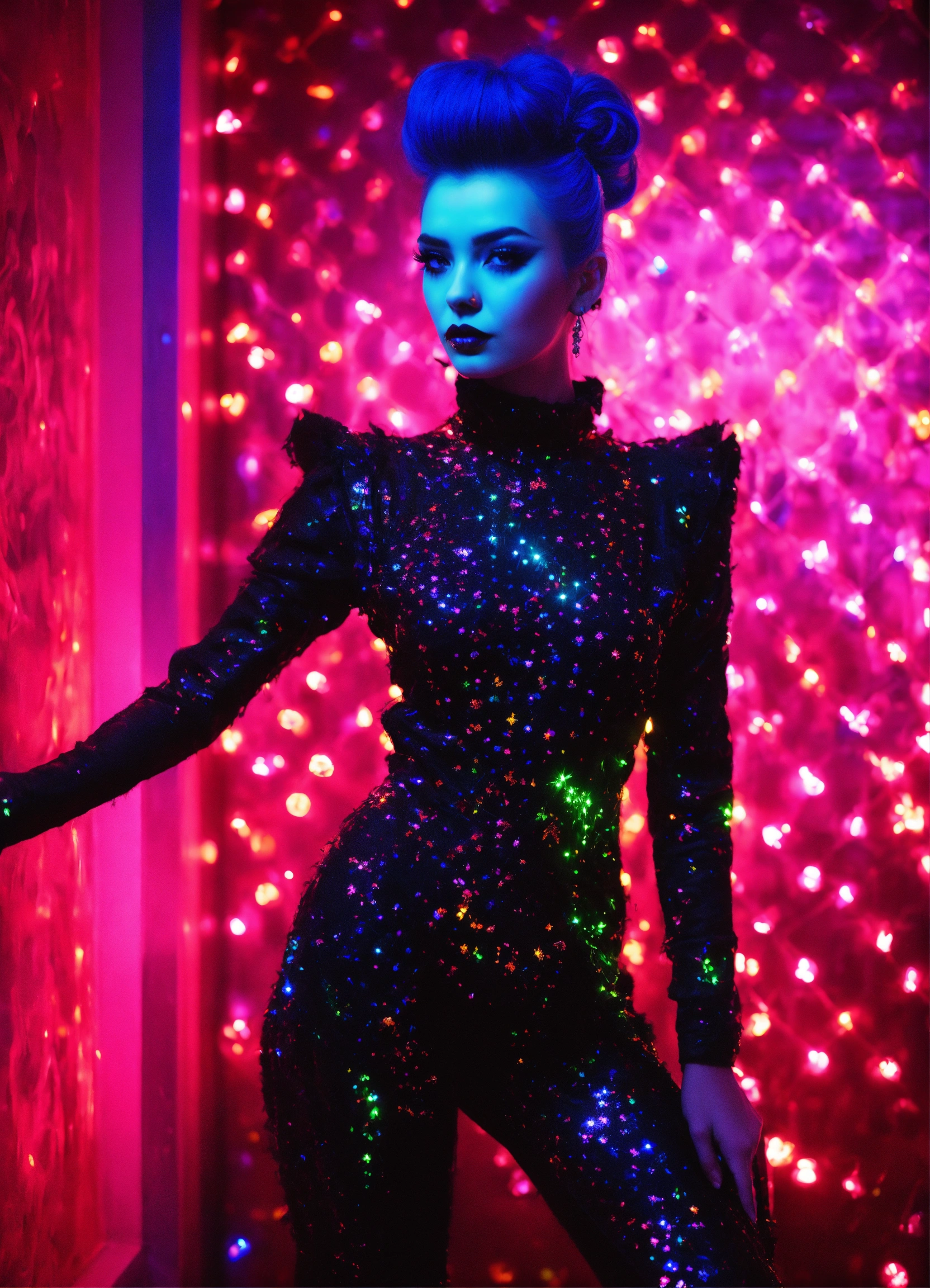 Lexica - Full body portrait Fashion, of Pinhead DMT black light glitter ...